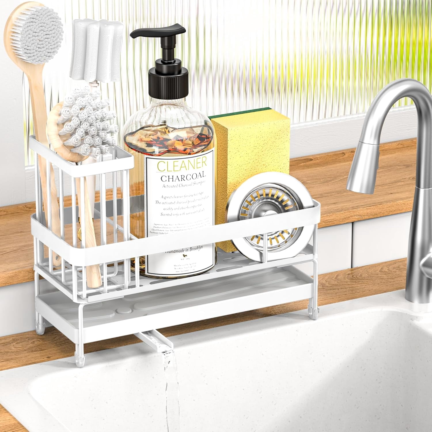 Sink Organizer Caddy Countertop for Kitchen, Black Dish Sponge Holders ...