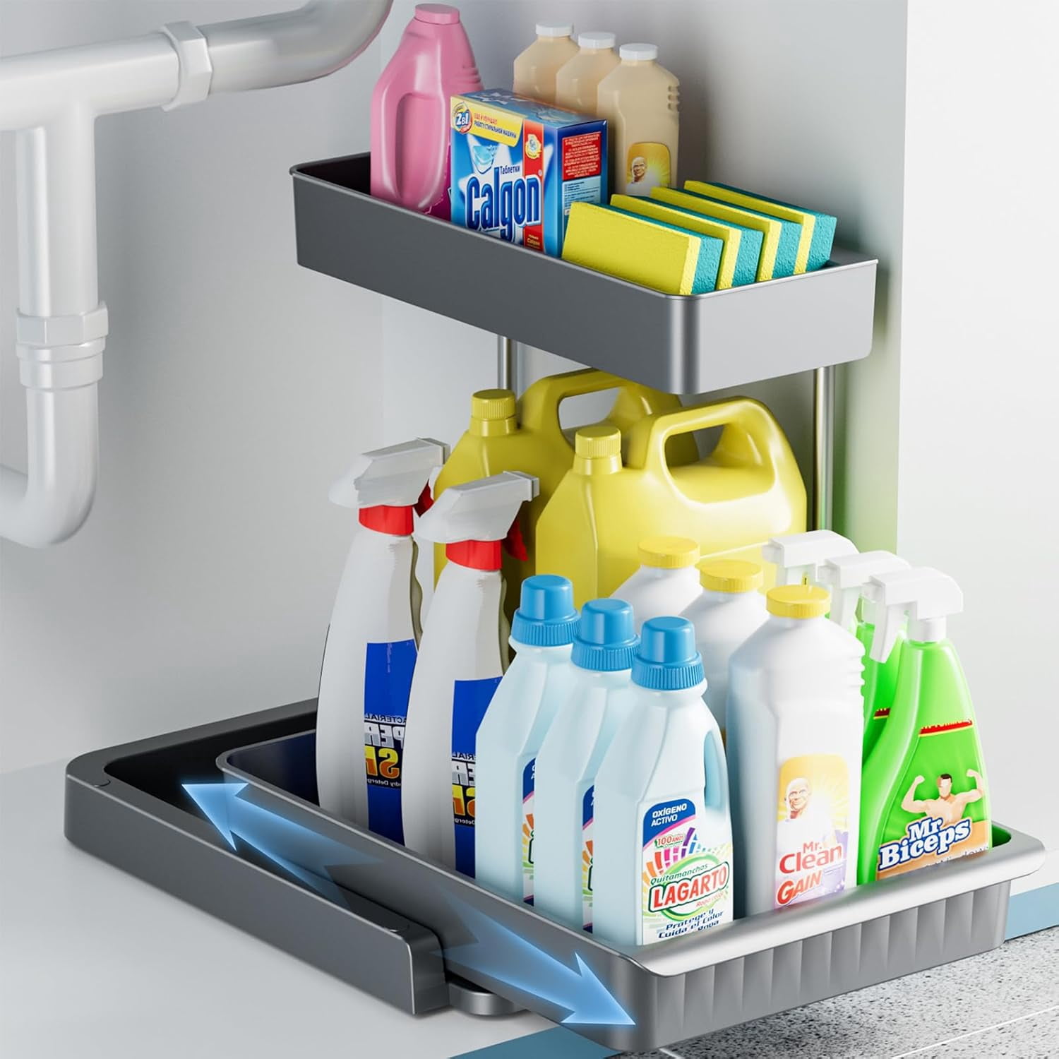 Under Sink Organizer and Storage, L-Shaped Bathroom Storage Cabinet ...