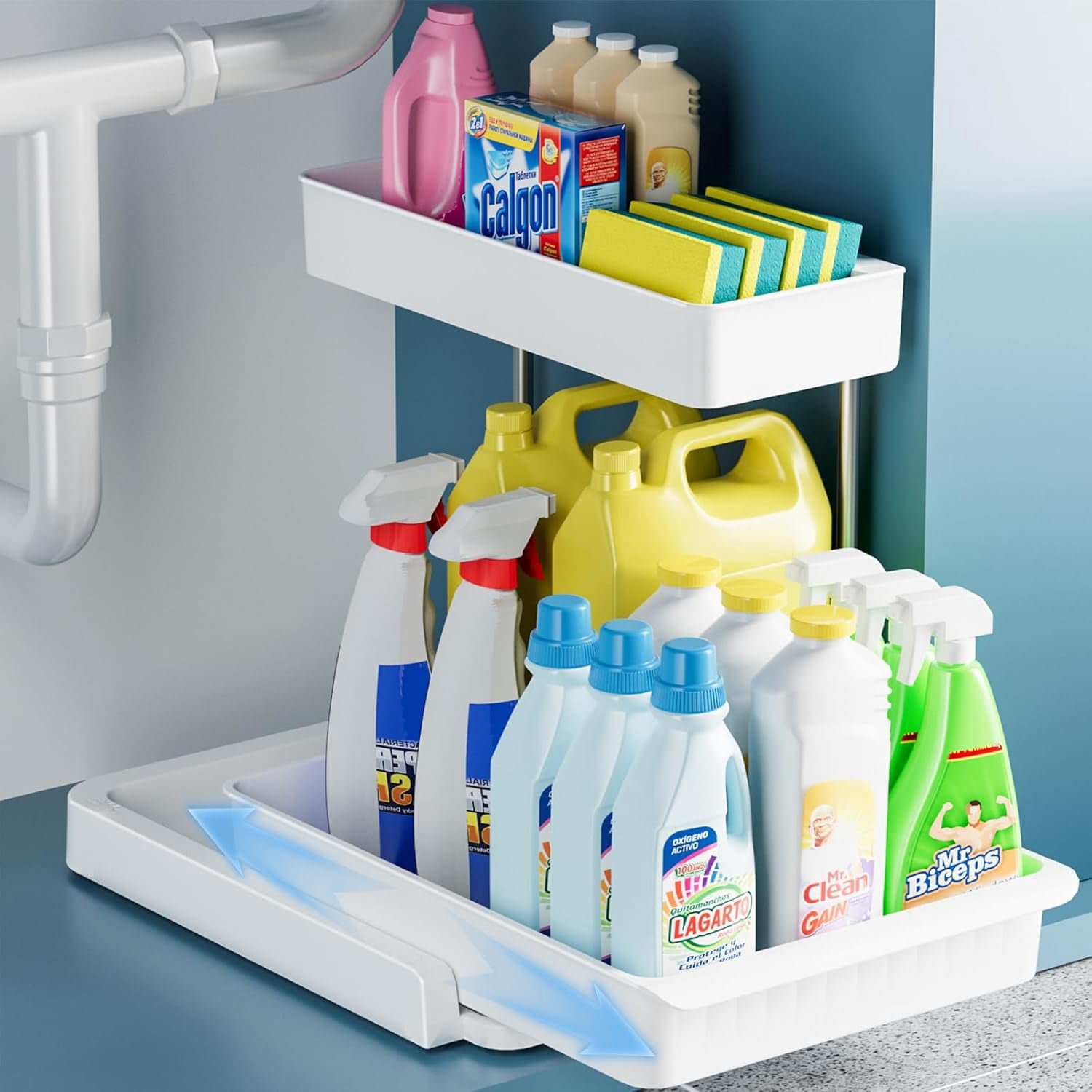 Under Sink Organizer and Storage, L-Shaped Bathroom Storage Cabinet ...