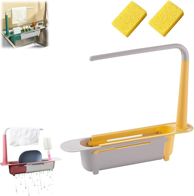 Sink Organizer,Telescopic Sink Storage Rack Adjustable,Sink Organizer ...
