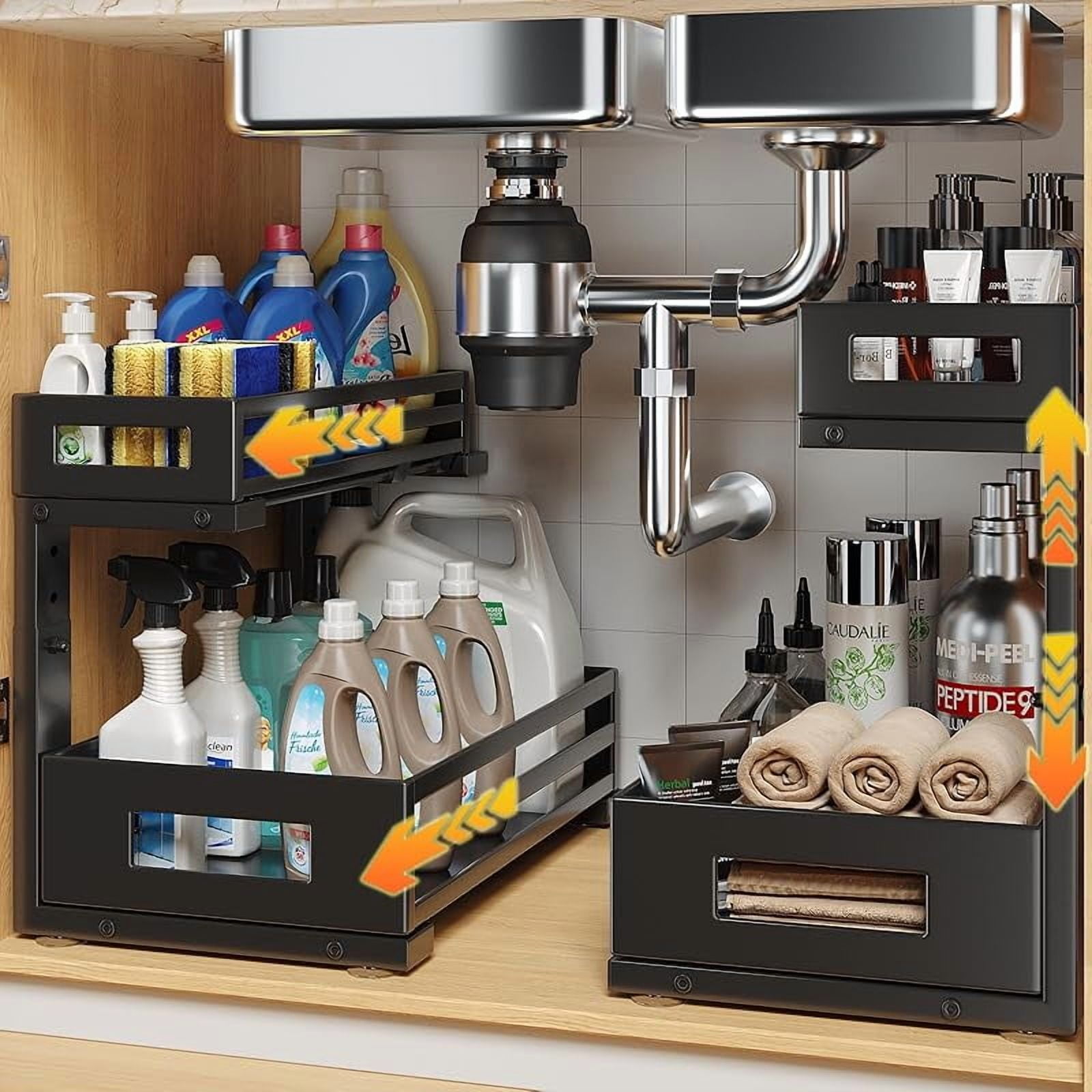 Under Sink Organizers and Storage,2-Tier L Shape Pull Out Cabinet ...