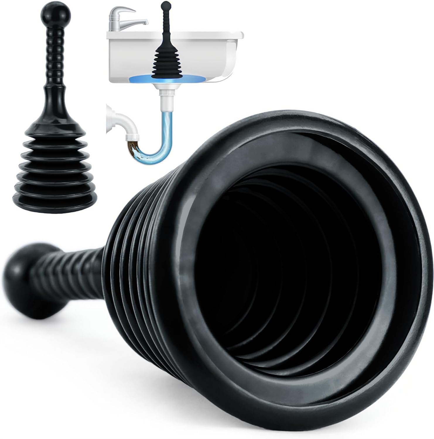 Sink Plunger Kitchen - Sink Plunger Bathroom - Drain Bathtub or Shower ...
