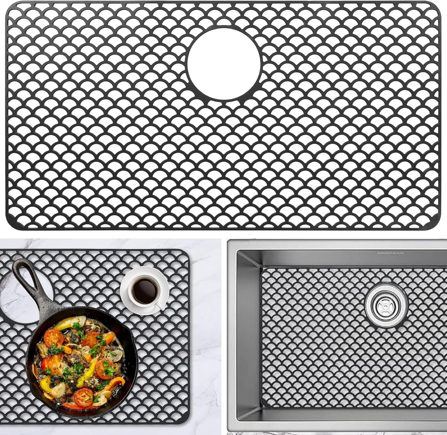 Sink Protectors for Kitchen Sink:Silicone Kitchen Sink Mats with Rear ...