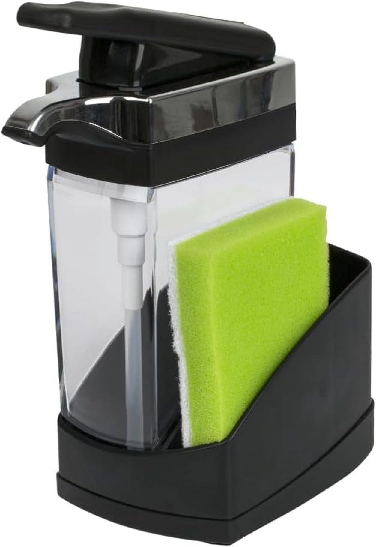 Sink Sider Solo Kitchen Soap Pump and Sponge Caddy, Black/Chrome - 2-in ...