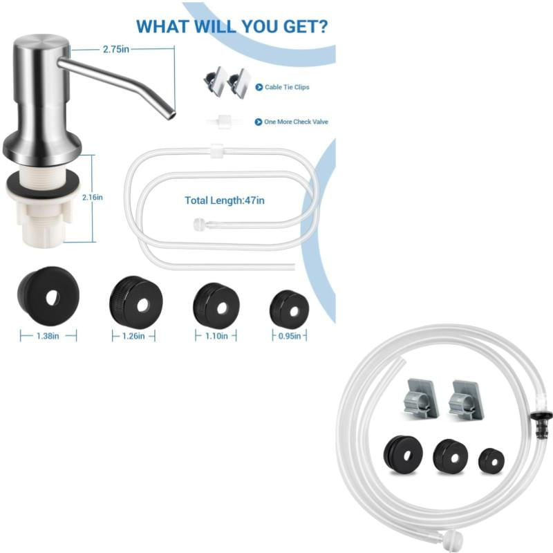 Sink Soap Dispenser Hose Kit with 47" Hose and Check Valve to Prevent ...