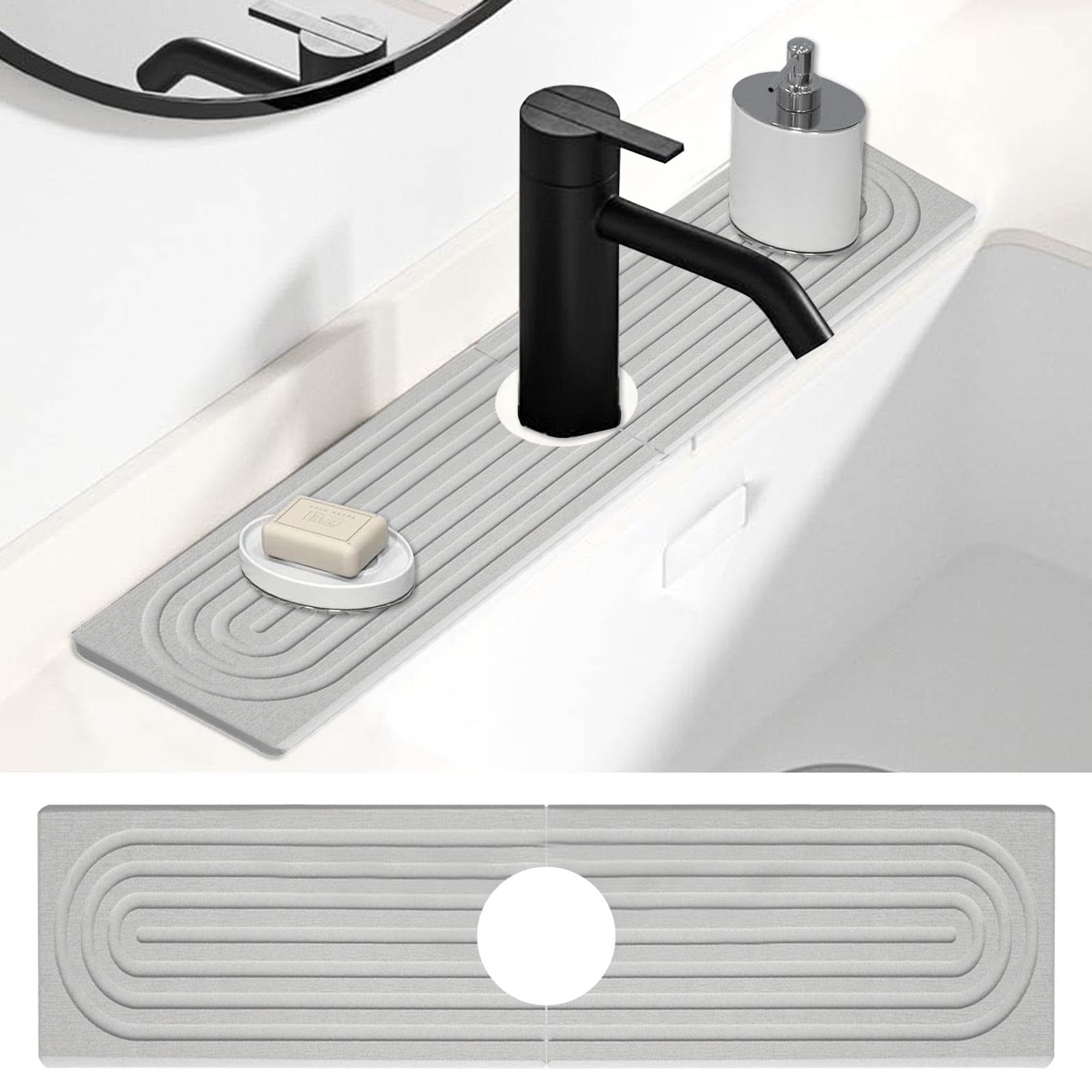 Sink Splash Guard Stone Drying Mat for Kitchen, Diatomite Fast Drying ...
