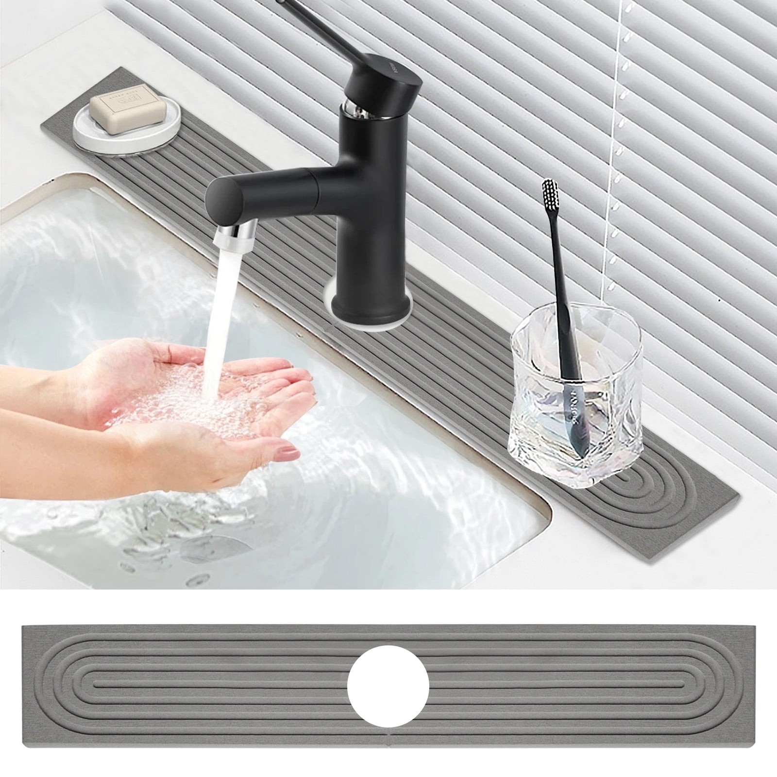 Sink Splash Guard Stone Drying Mat for Kitchen, Diatomite Fast Drying ...