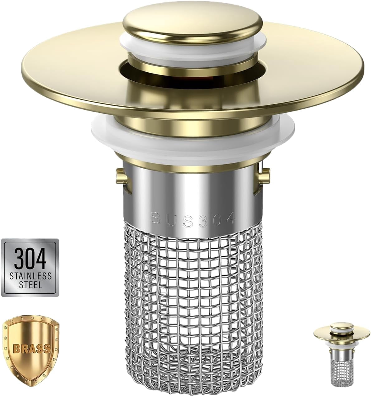 Sink Stopper Hair Catcher, Pop-up Sink Drain Strainer with Removable ...