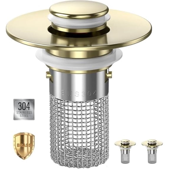 Sink Stopper Hair Catcher, Pop-up Sink Drain Strainer with Removable ...