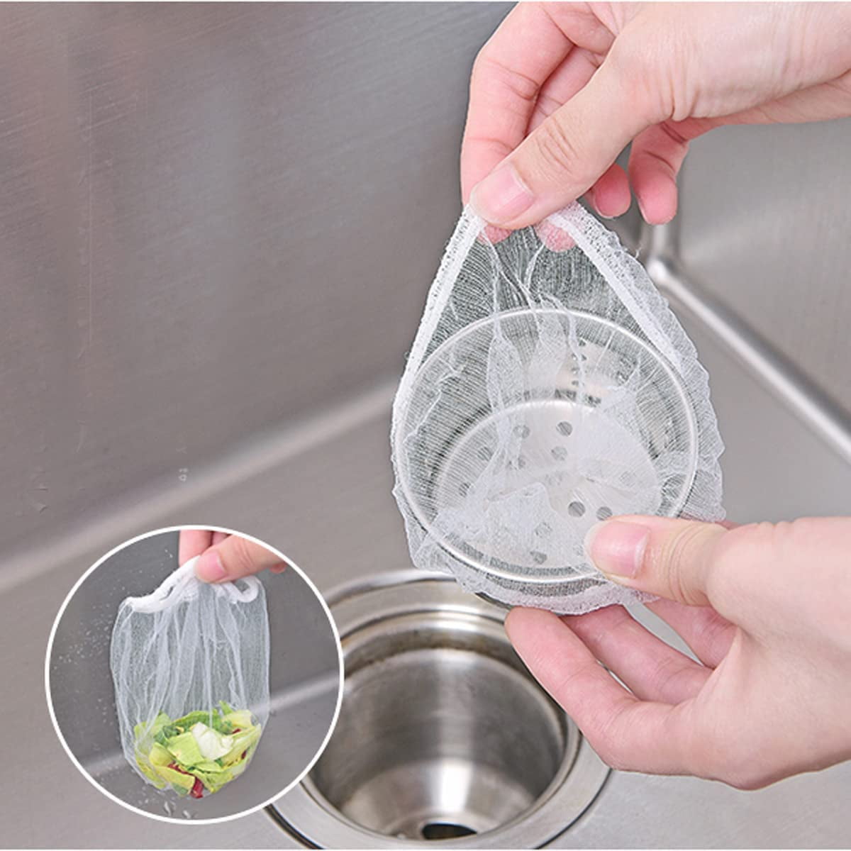 Sink Strainer Disposable Mesh Bags 200PCS Kitchen Sink Strainer Trash ...