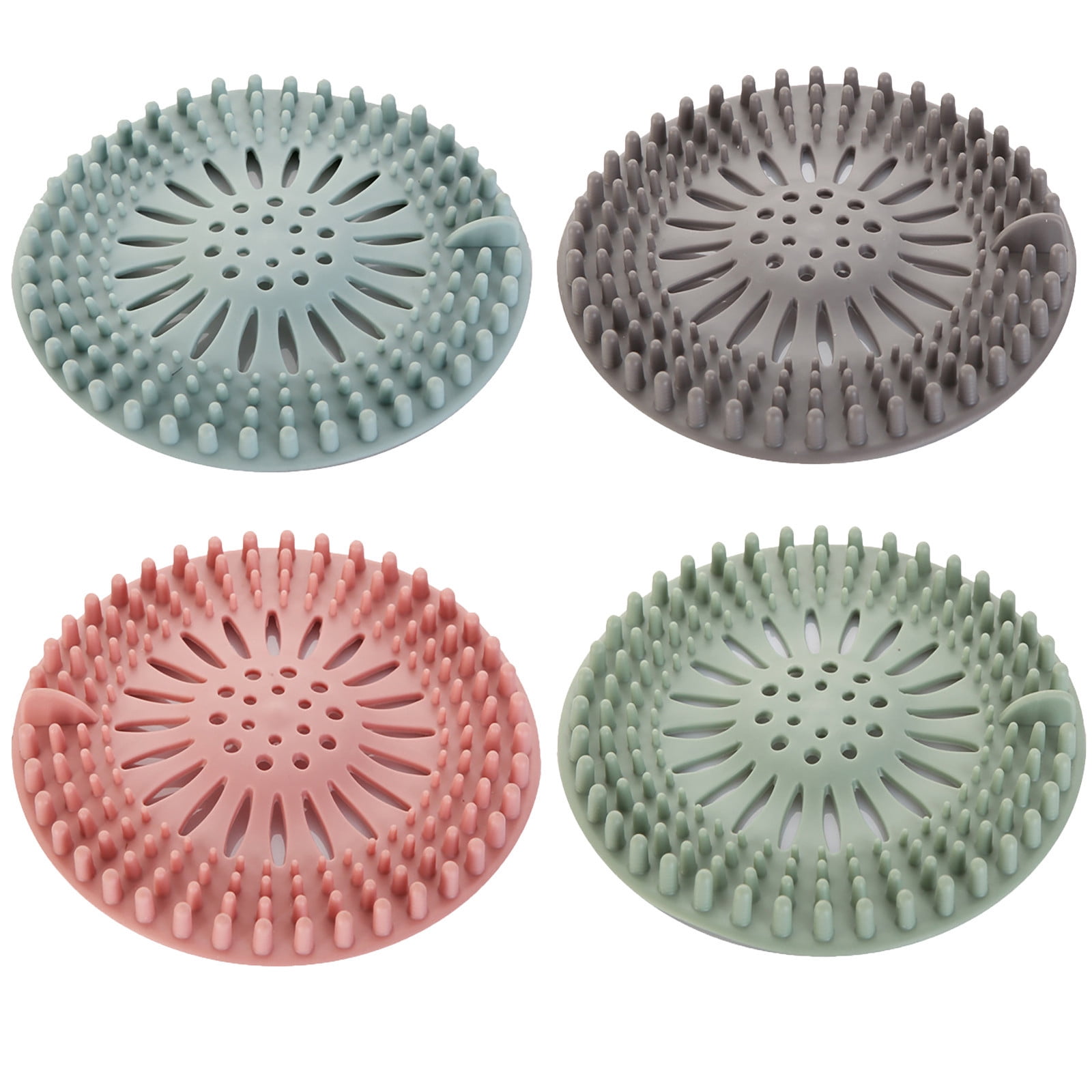JeashCHAT 4PC Sink Strainer Hair Catcher, Rubber Shower Drain Covers ...