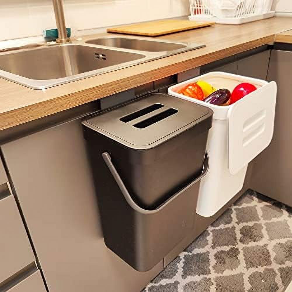Under Sink Trash Can，Kitchen Compost Bin, Diaper Pail, 3.2 Gallon/12L ...