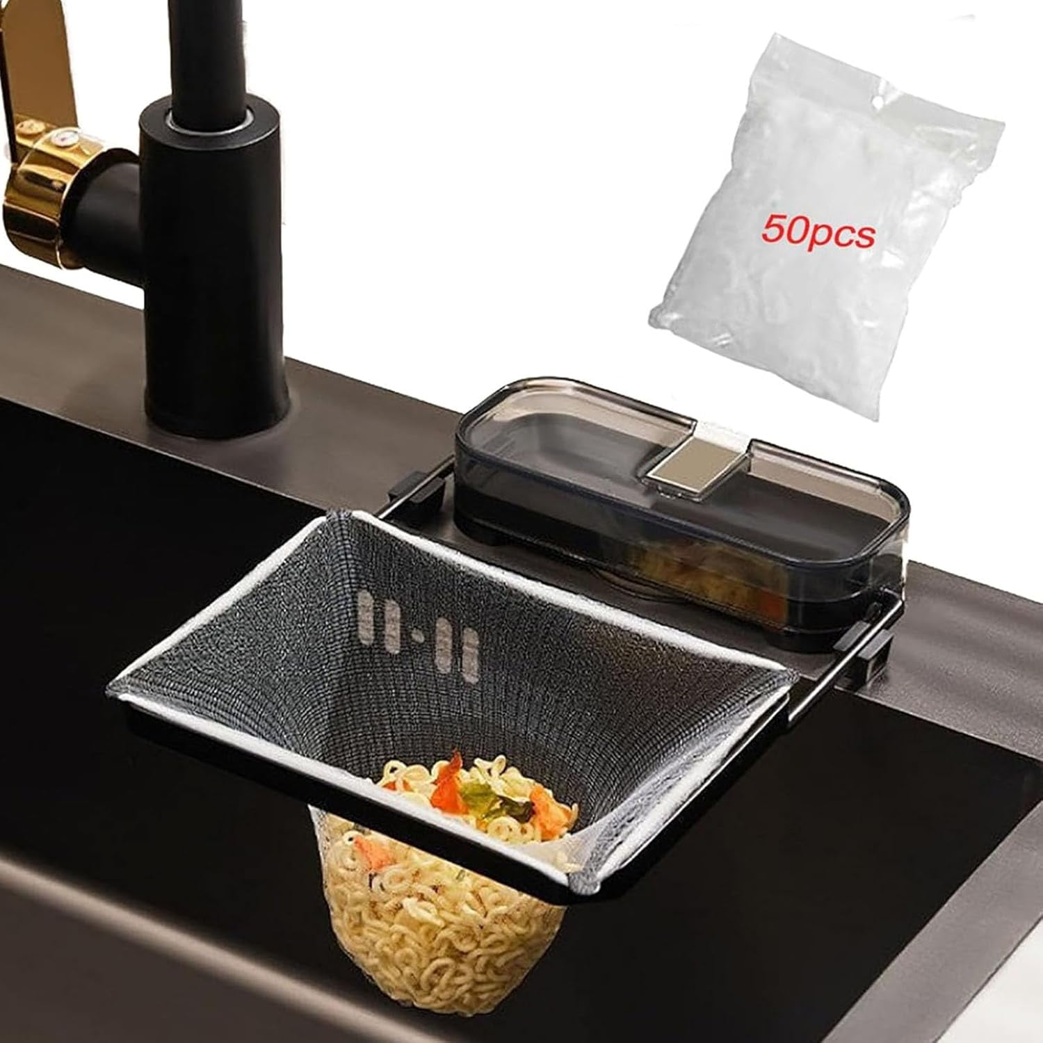 Sink Waste Rack, Suction Cup Kitchen Food Collector Strainer with 50/ ...