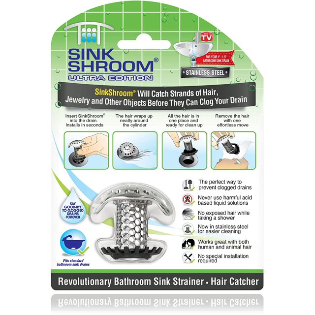 SinkShroom Ultra the Bathroom Sink Hair Catcher, Drain Strainer, and ...