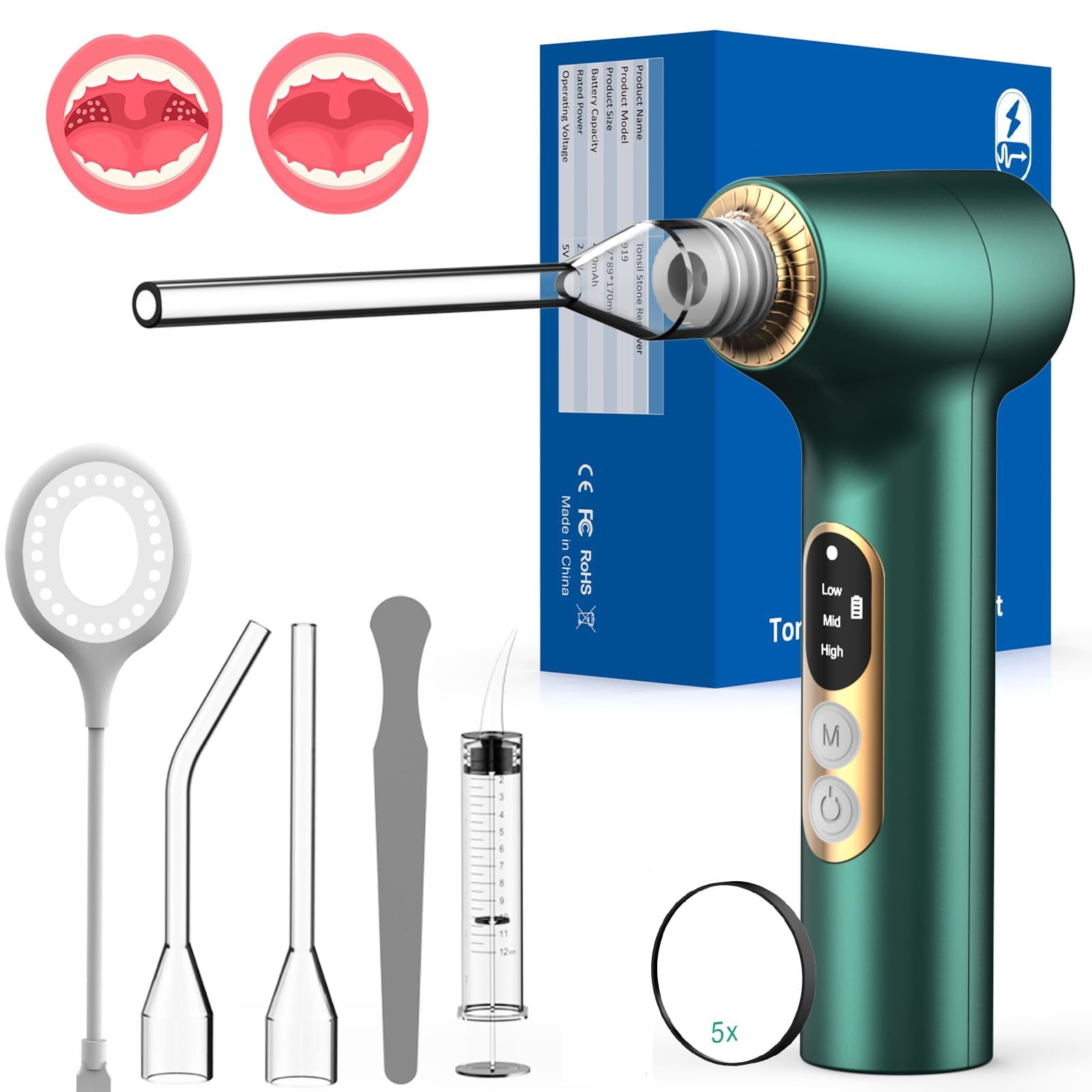 Sinkawa Electronic Tonsil Stone Remover Vacuum，10 in 1 Tonsil Stone ...