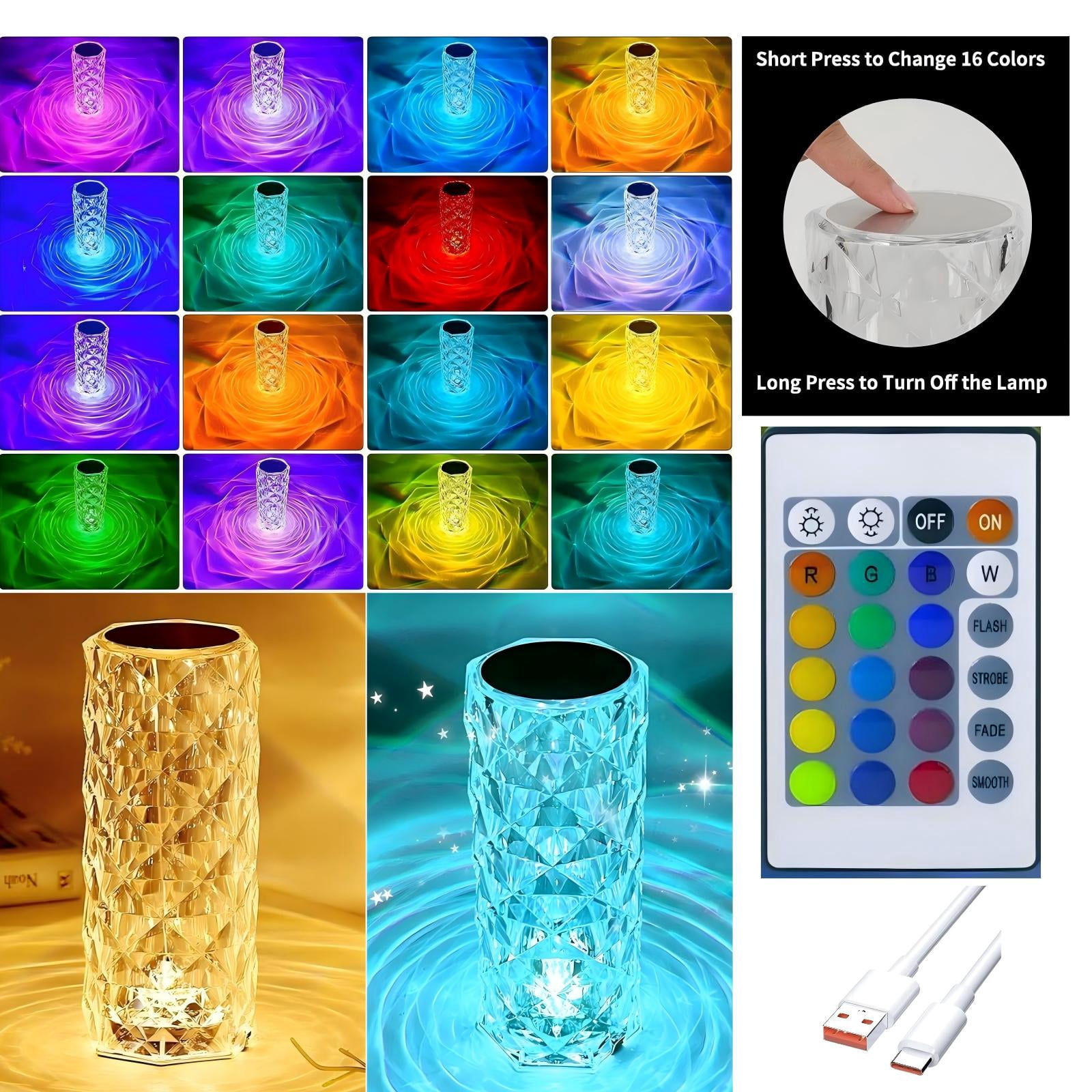 Sinkoo 2 Pack Crystal Table Lamp (Touch & Remote), 4 Modes16 Color ...