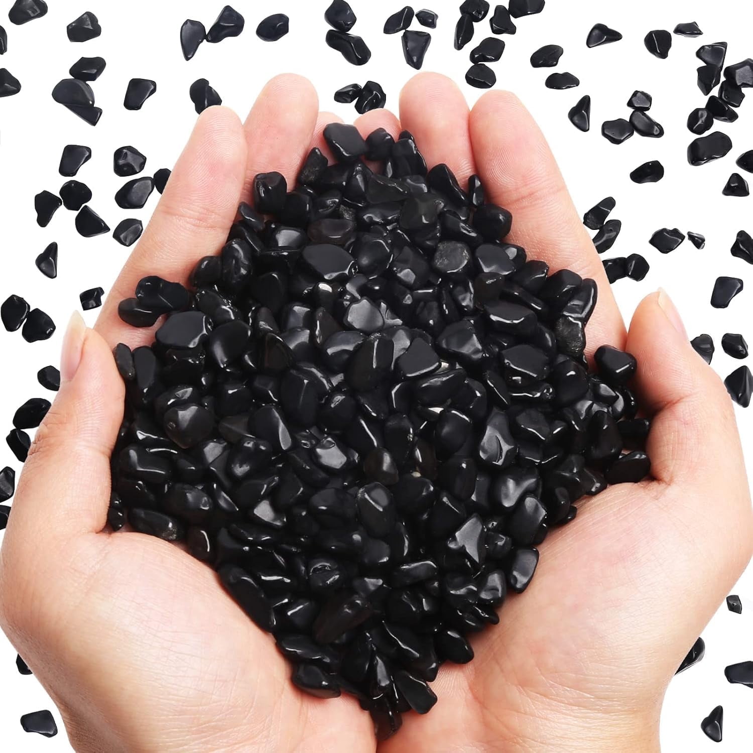 Sinkoo Black Obsidian Tumbled Stone Chips Polished Gem 0.66 Lb/300g ...
