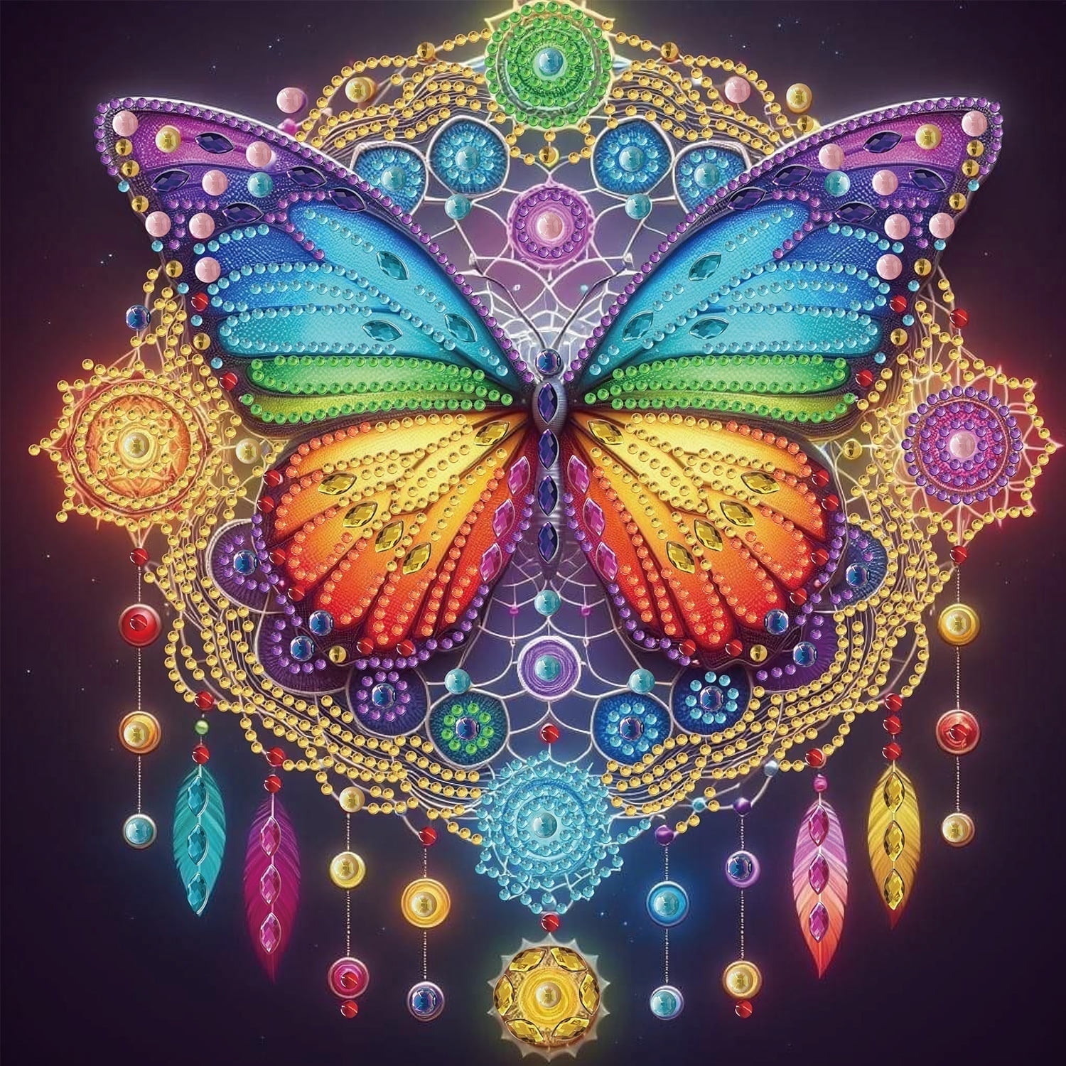 Sinkoo Boho Decor Butterflies and Tassels 5D Diamond Painting Art Kits ...