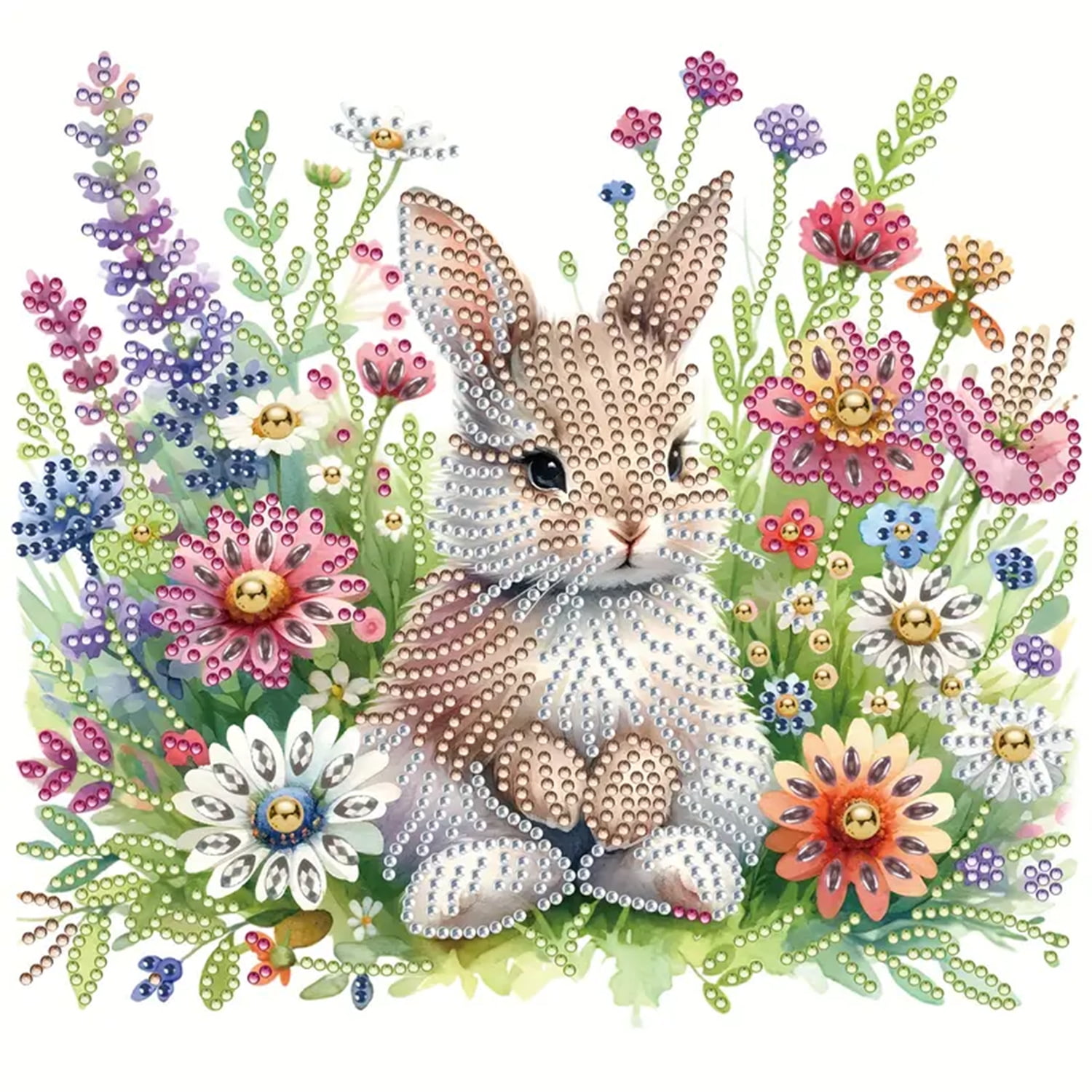 Sinkoo Boho Decor Rabbits and Flowers 5D Diamond Painting Art Kits For ...