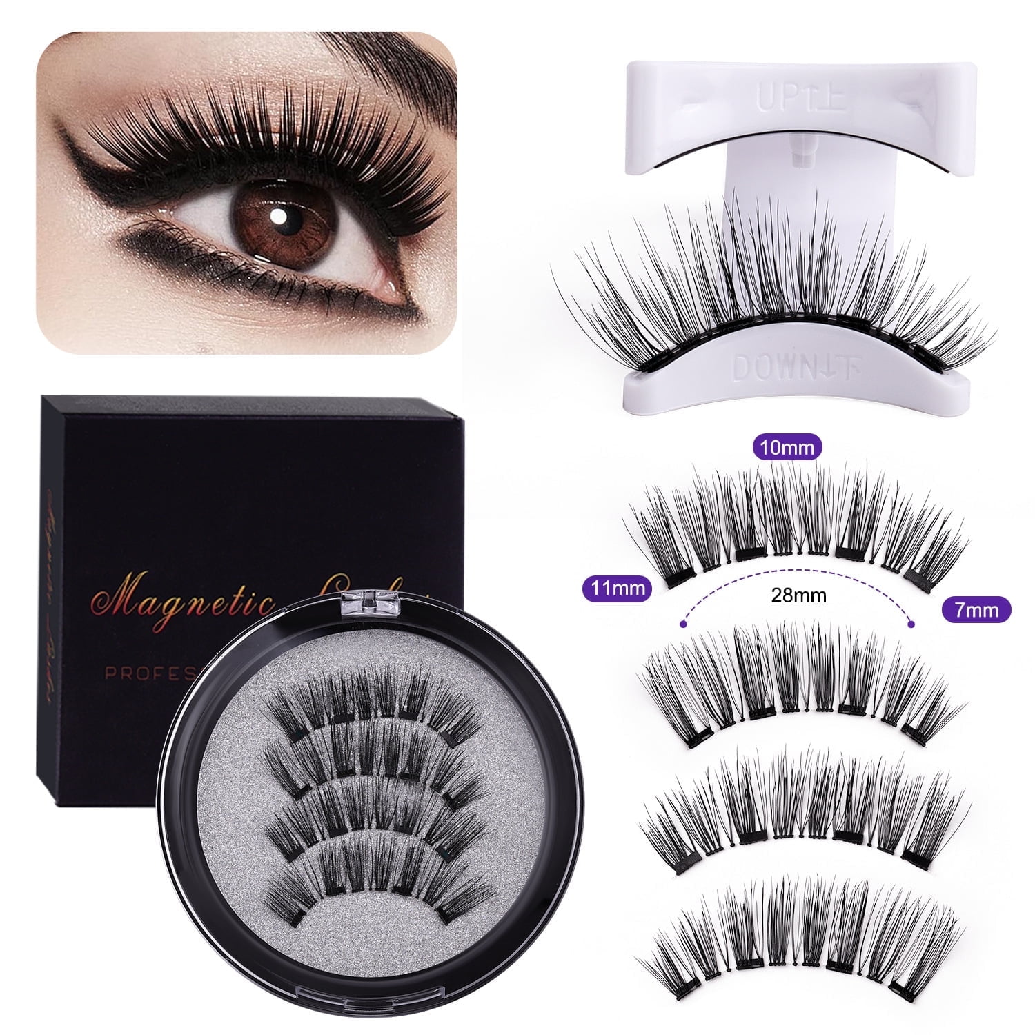 sinkoo 2PCS 3D Magnetic Eyelashes With Applicator, Glue-Free, Reusable ...