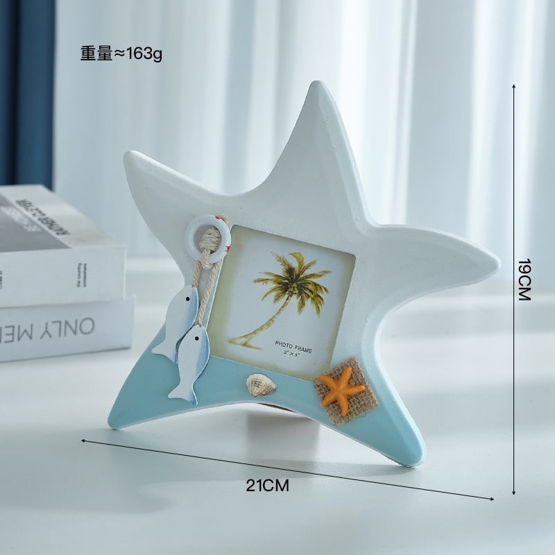 Sinkoo Handmade Wood Starfish Picture Frames, 3" x 3" Seashell Photo ...