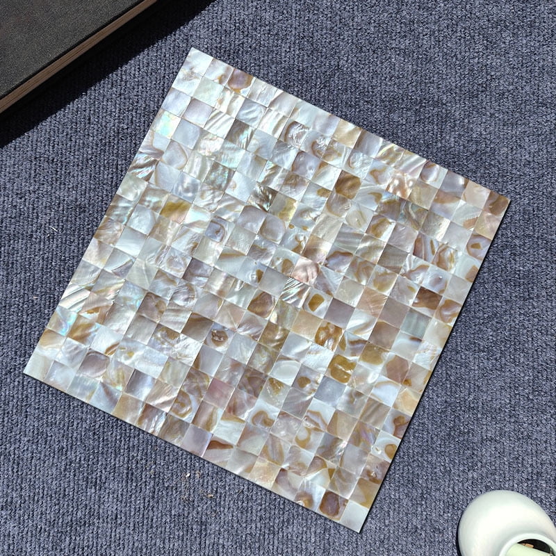 Sinkoo Natural Mother of Pearl Wall Tiles, Brown 12"x12", Mosaic Shell ...