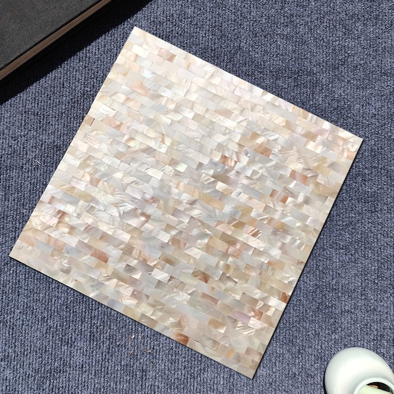 Sinkoo Natural Mother of Pearl Wall Tiles, Light Brown 12"x12", Mosaic ...