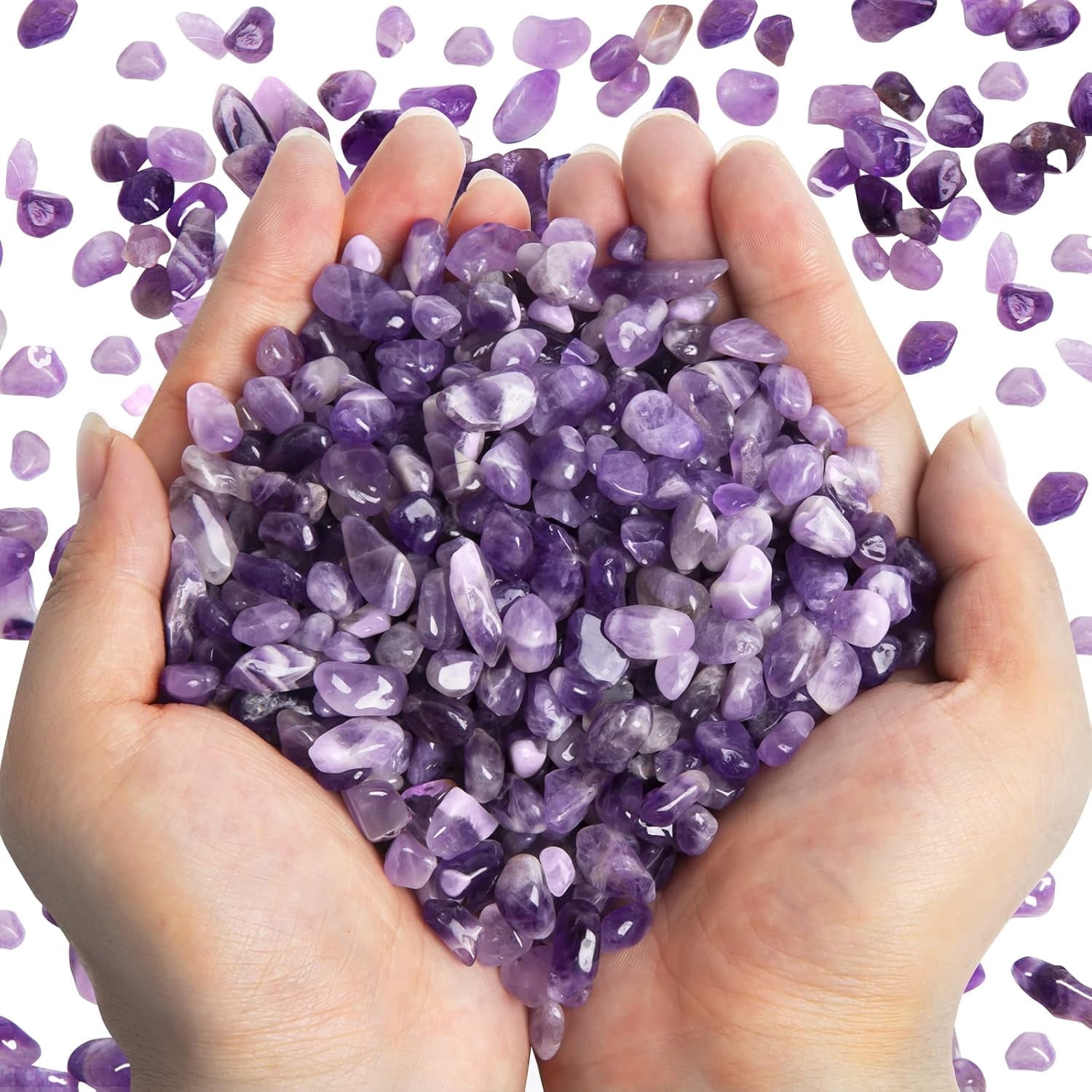 Sinkoo Polished Gem Stones Amethyst Crystals 0.66 Lb/300g Natural ...