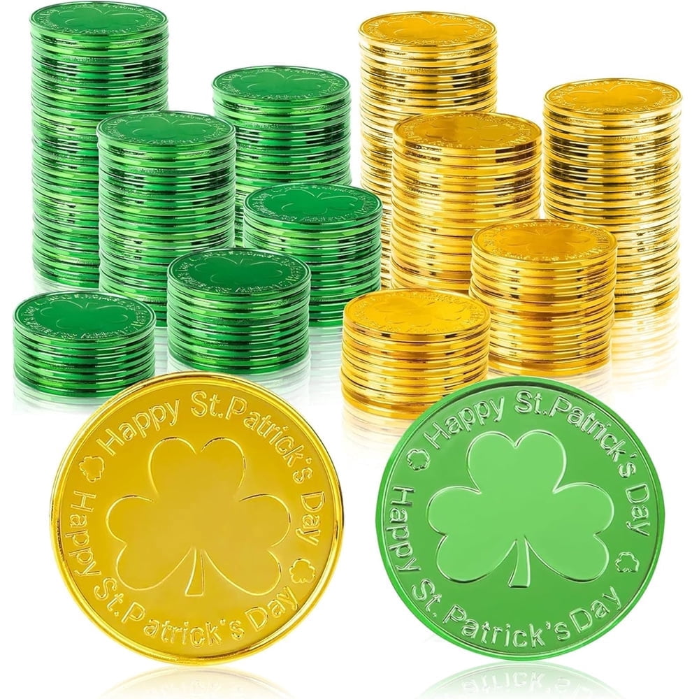 Sinkoo St. Patricks Day Decorations Plastic Gold Coins 100pcs Lucky ...