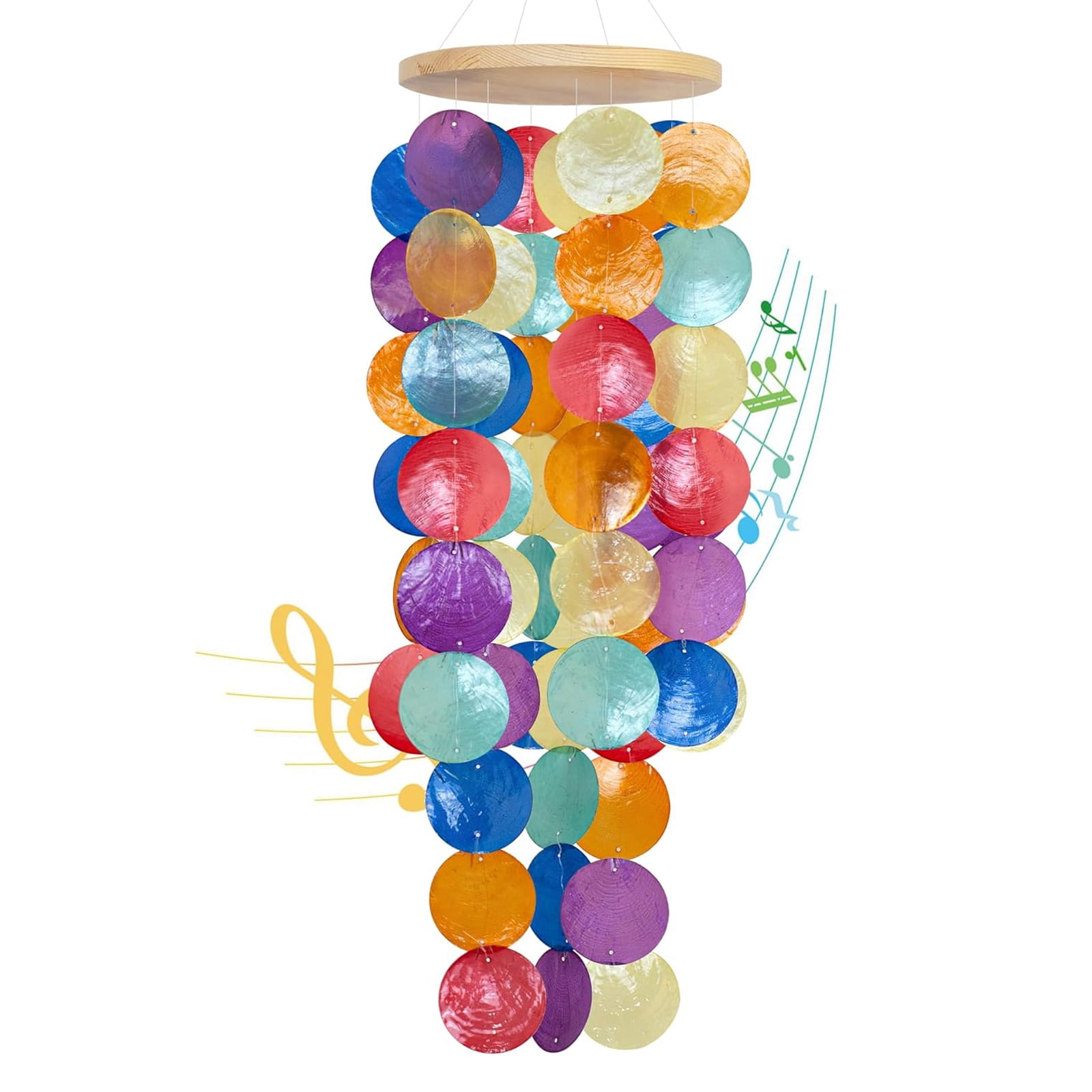 Sinkoo Wind Chimes for Outside - Handcrafted Rainbow Capiz Shells ...