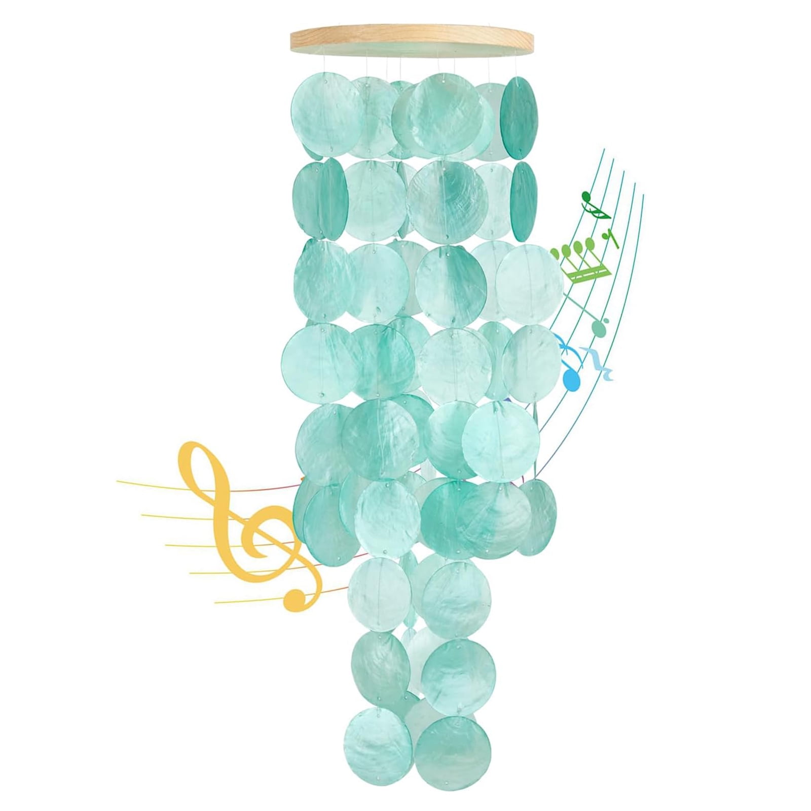 Sinkoo Wind Chimes for Outside - Handcrafted Turquoise Capiz Shells ...