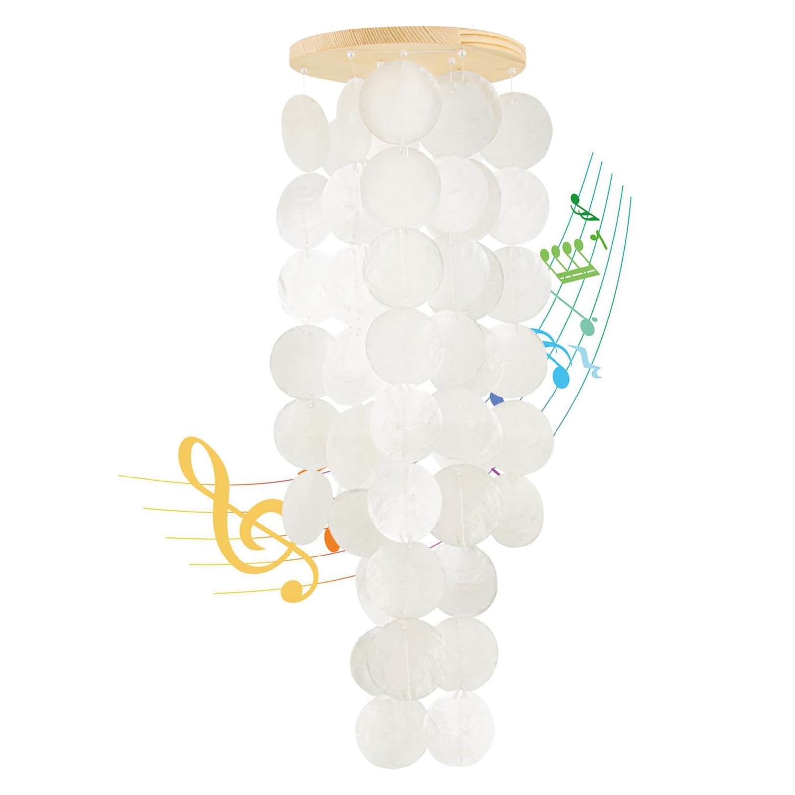 Sinkoo Wind Chimes for Outside - Handcrafted White Capiz Shells ...
