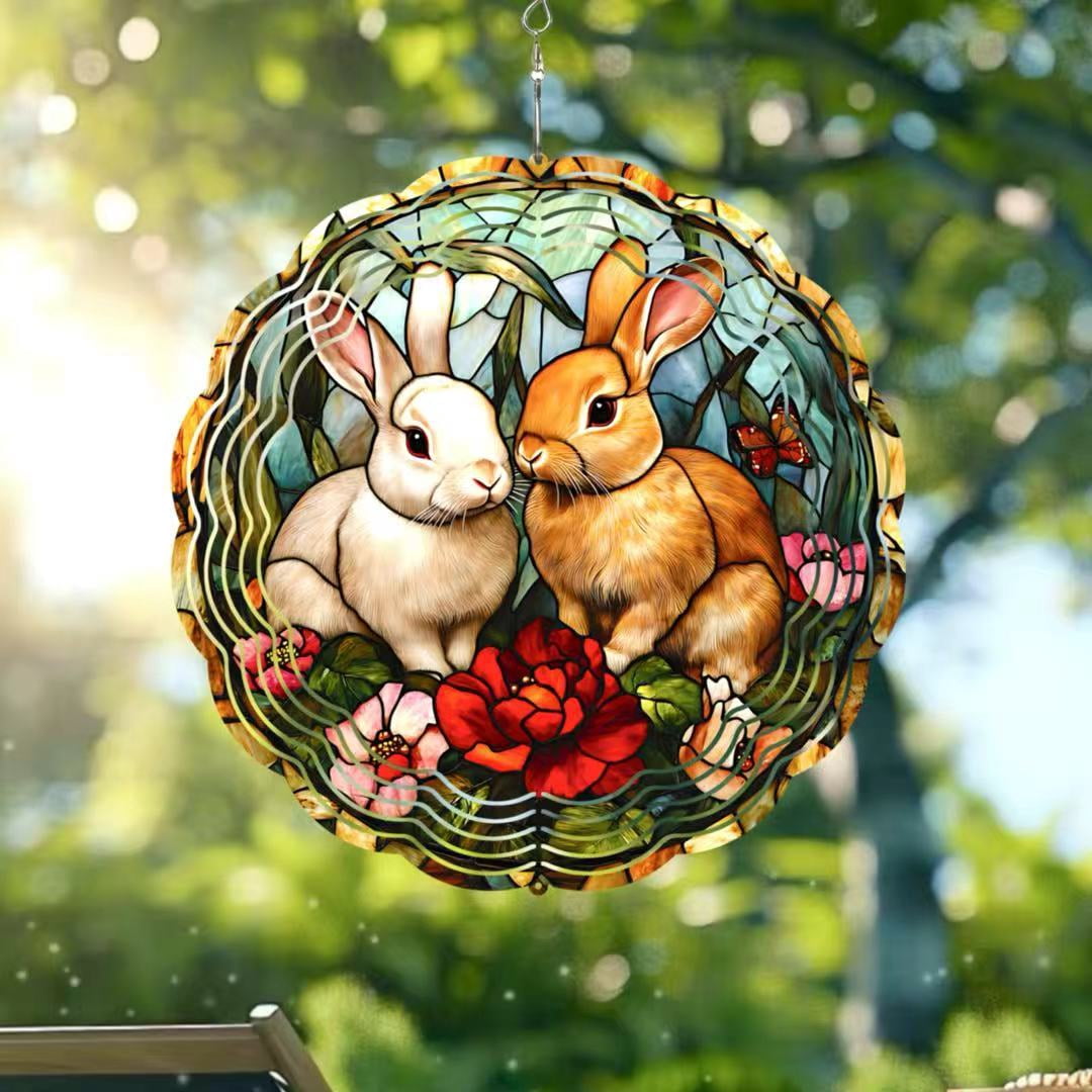 Sinkoo Wind Spinners Outdoor Rabbit, 10 inch 3D Kinetic Hanging ...