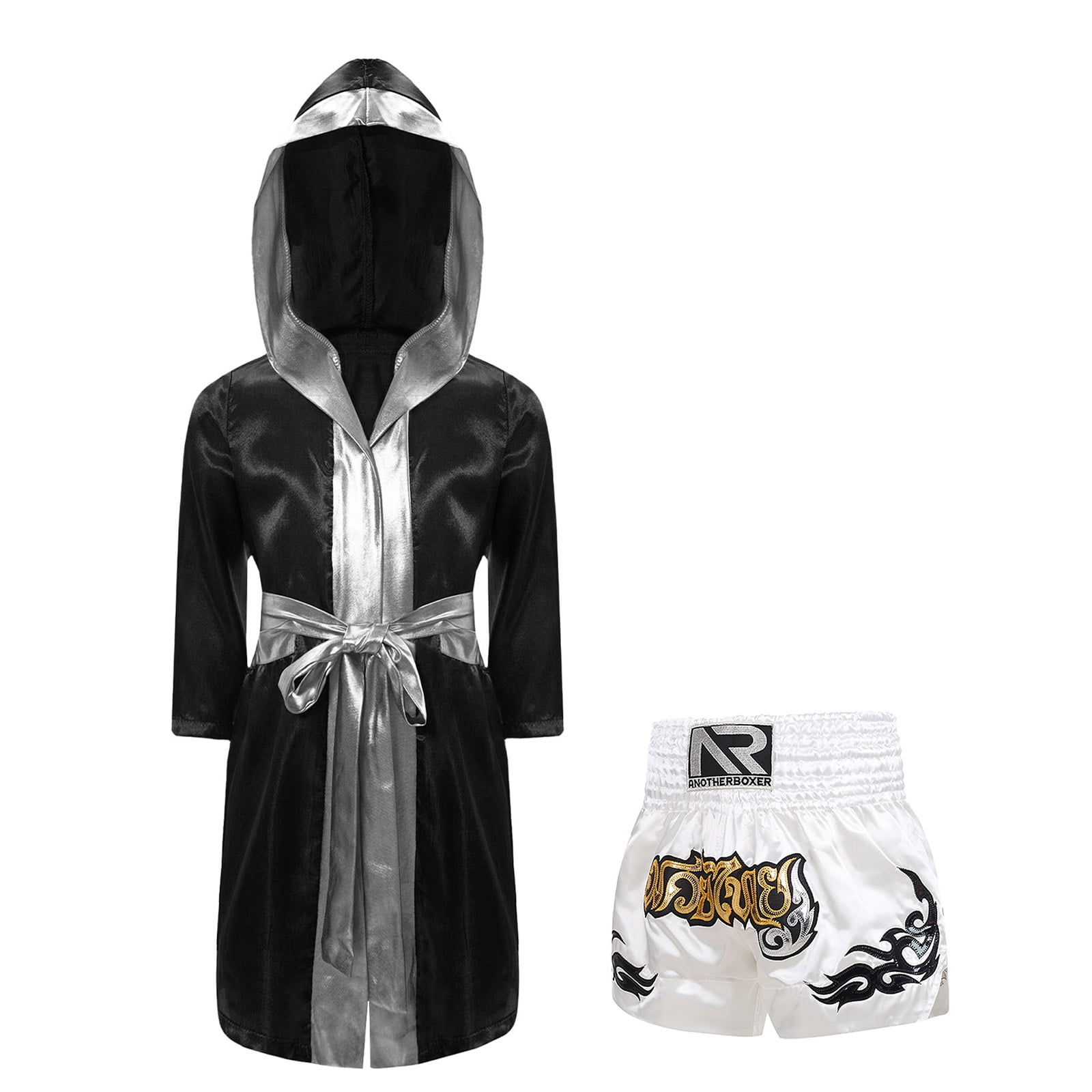 Sinleey Child Boys Boxing Costume Satin Long Hooded Cloak with Shorts ...