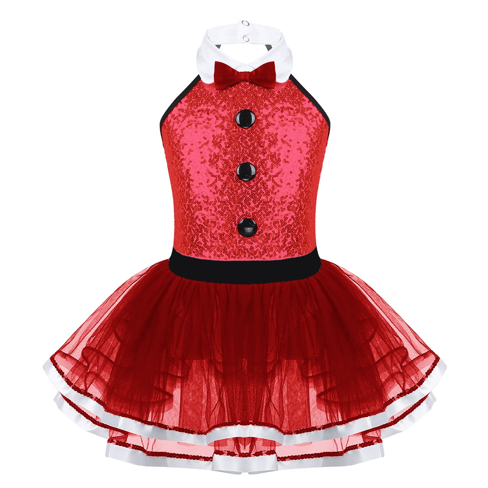 Sinleey Girls Christmas Santa Costume Gymnastic Ballet Dance Figure Ice ...