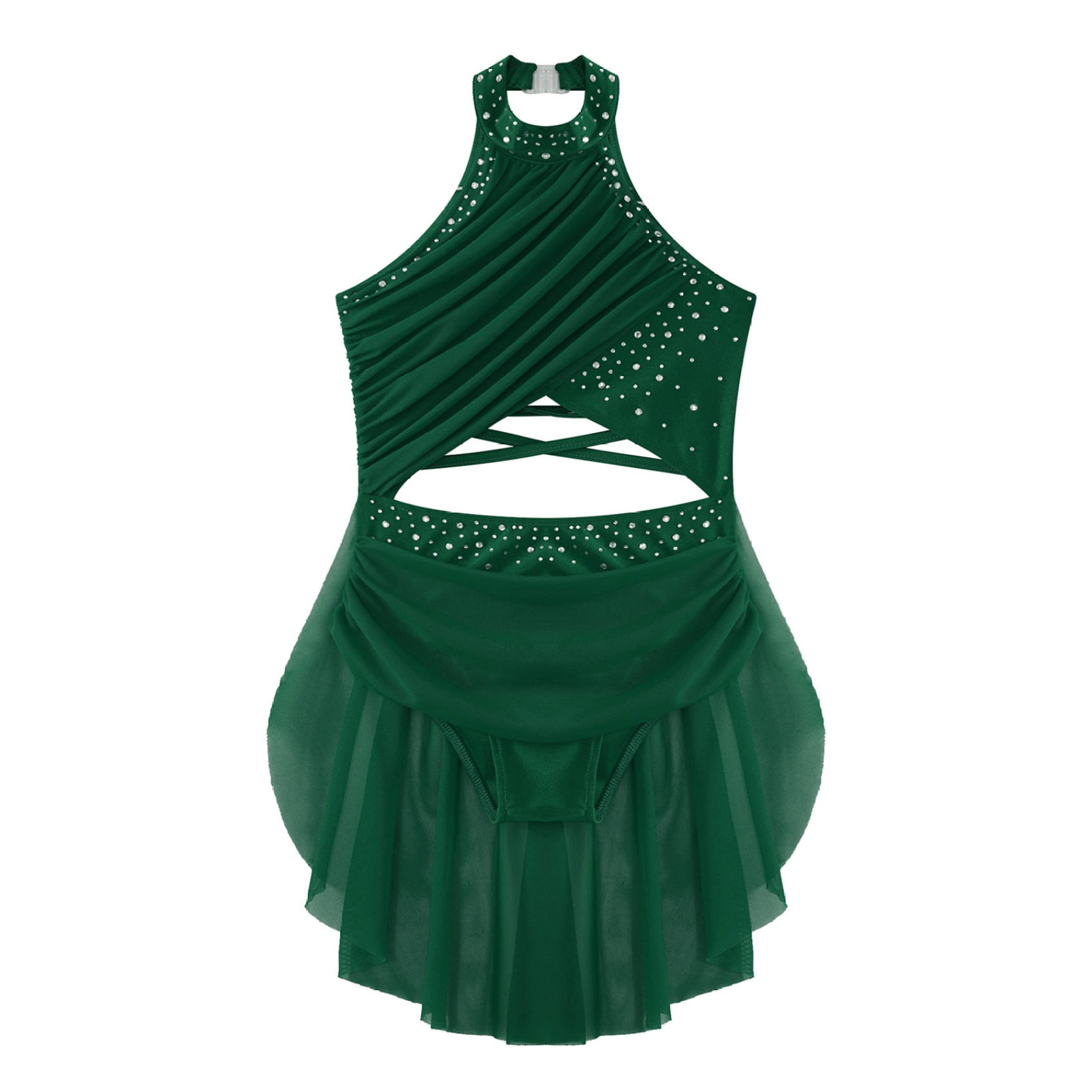 Sinleey Girls Shiny Lyrical Ballet Dress Backless Jazz Latin Cha-Cha ...