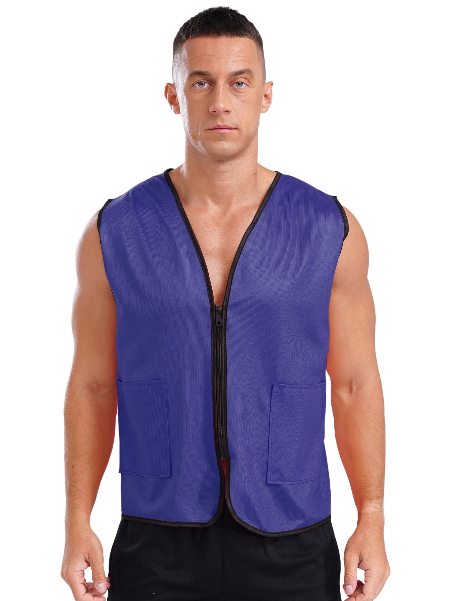 Sinleey High Visibility Zipper V Neck Safety Vests with Pockets for ...