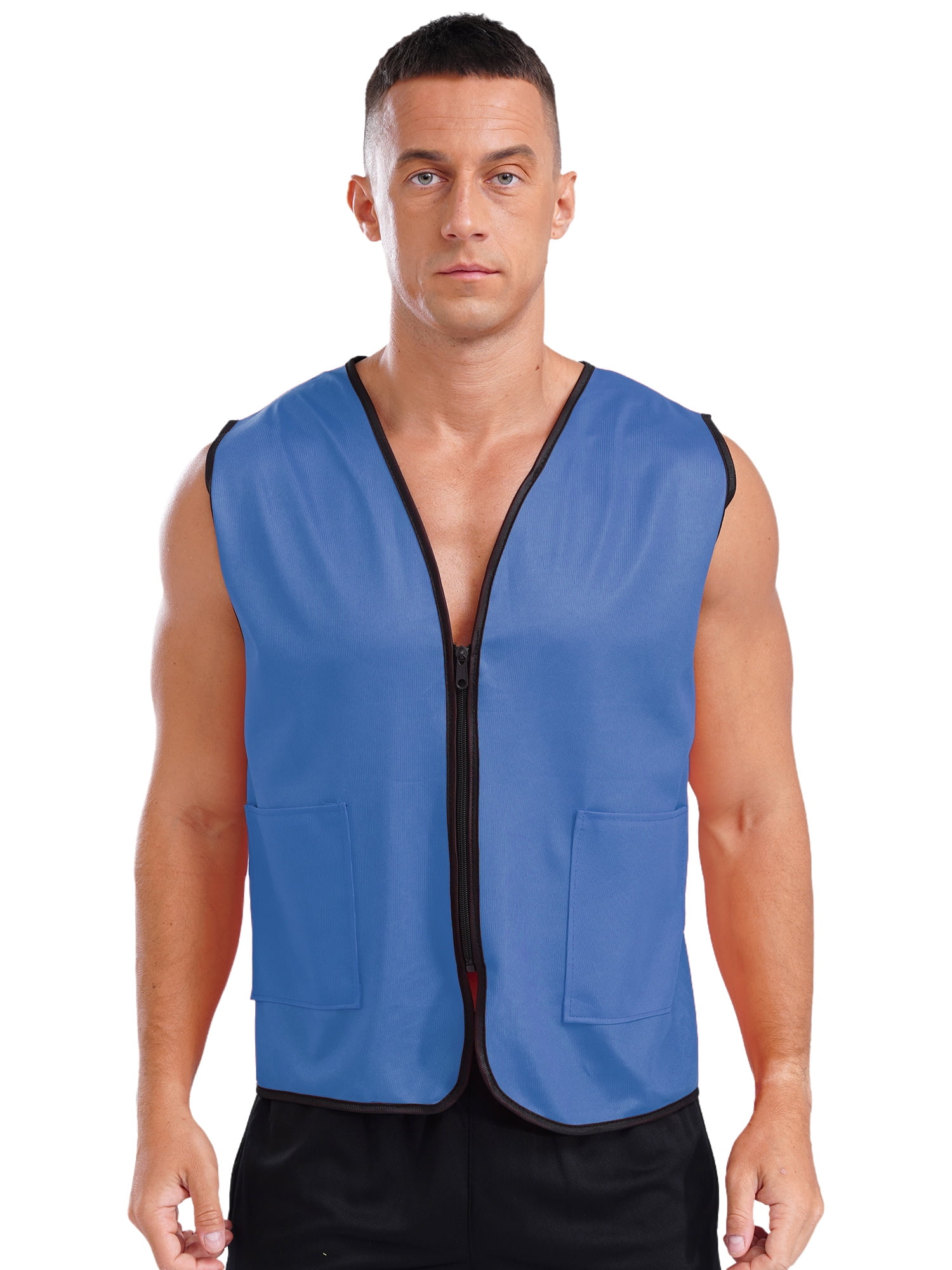 Sinleey High Visibility Zipper V Neck Safety Vests with Pockets for ...