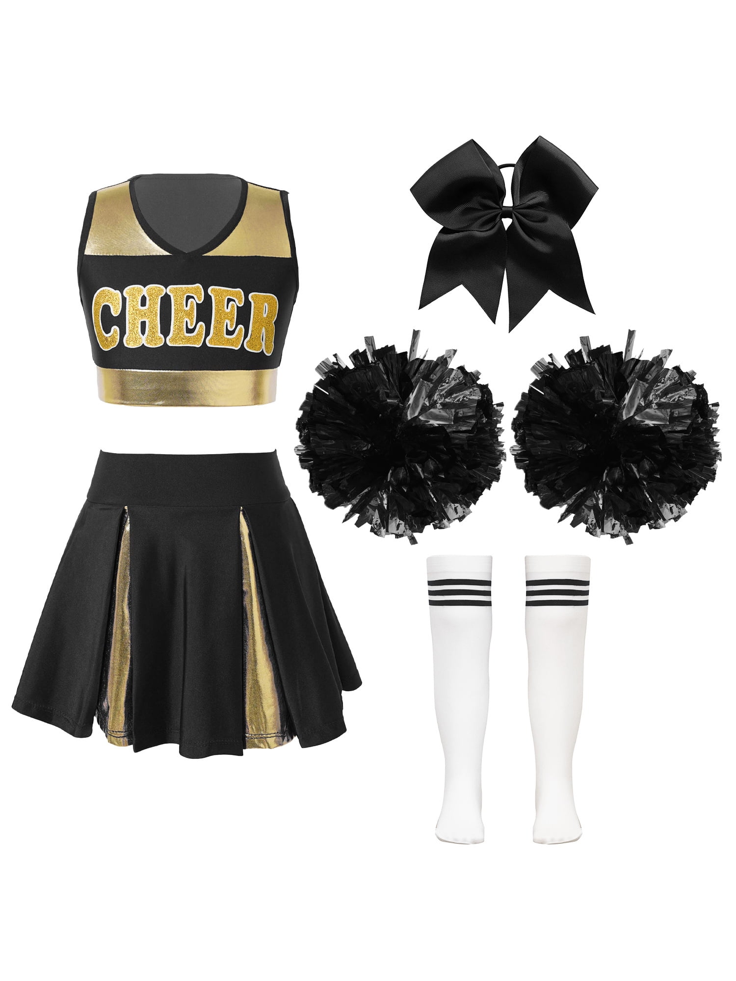 Sinleey Kids Girls Cheerleading Uniform Halloween Cheer Performance ...