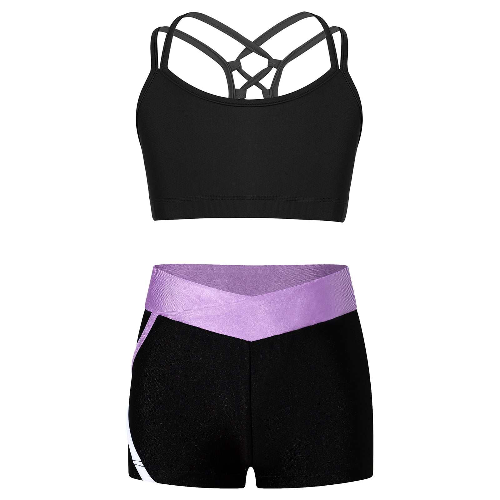 Sinleey Kids Girls Dance Crop Top with Booty Shorts Tracksuit Set 2 ...