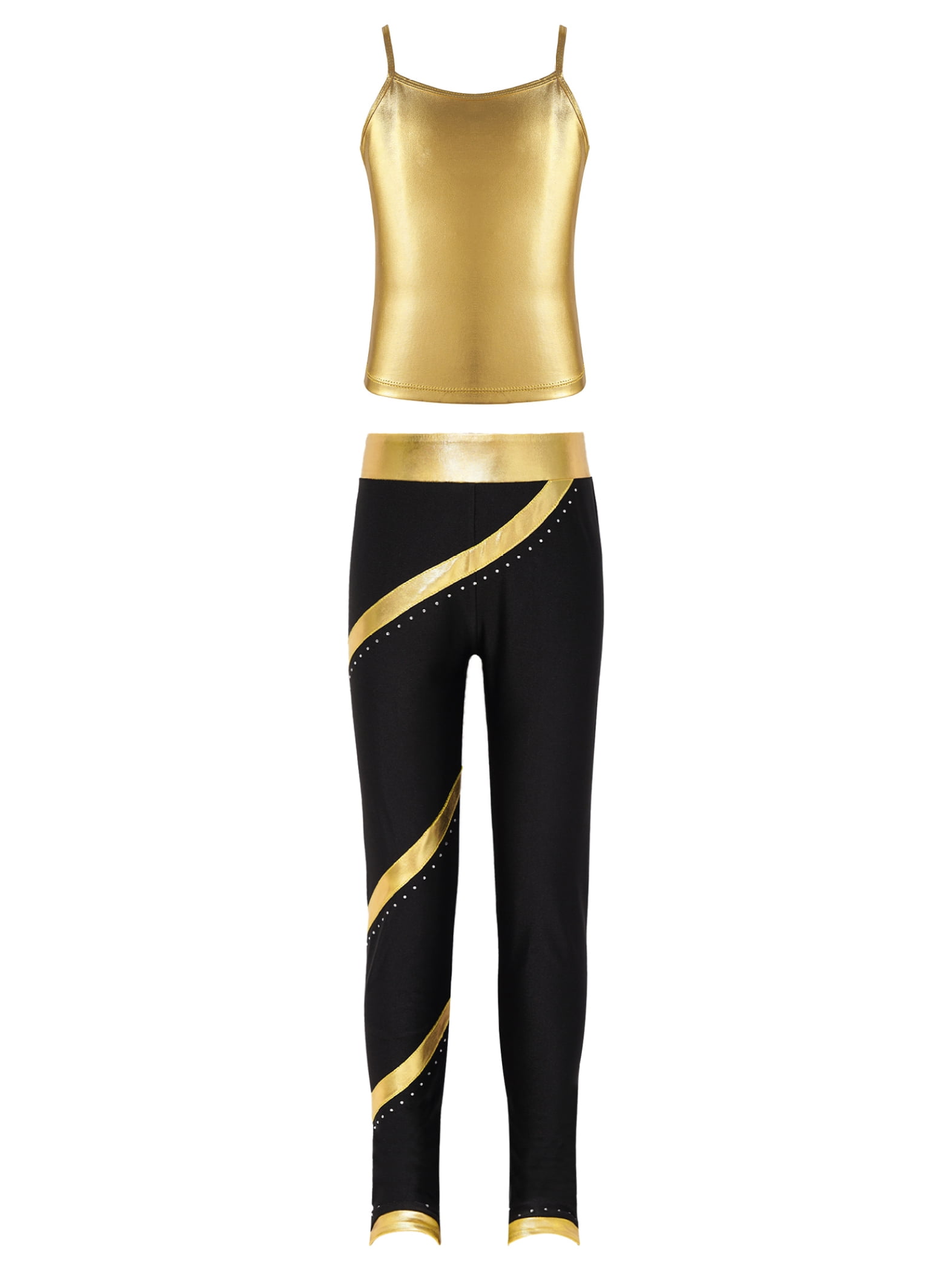 Sinleey Kids Hip Hop Outfit Stage Performance Dancewear Girls Spaghetti ...