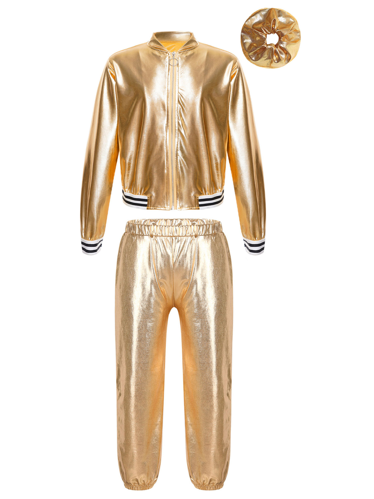 Sinleey Kids Sparkly Dance Outfit Tracksuit Girls Boys Zip Up Jacket ...