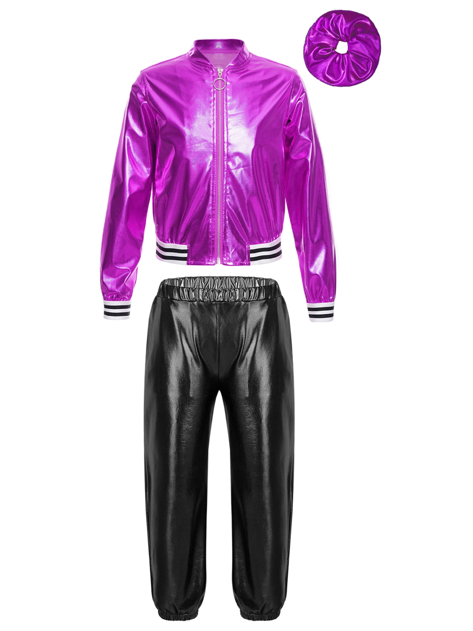 Sinleey Kids Sparkly Dance Outfit Tracksuit Girls Boys Zip Up Jacket ...