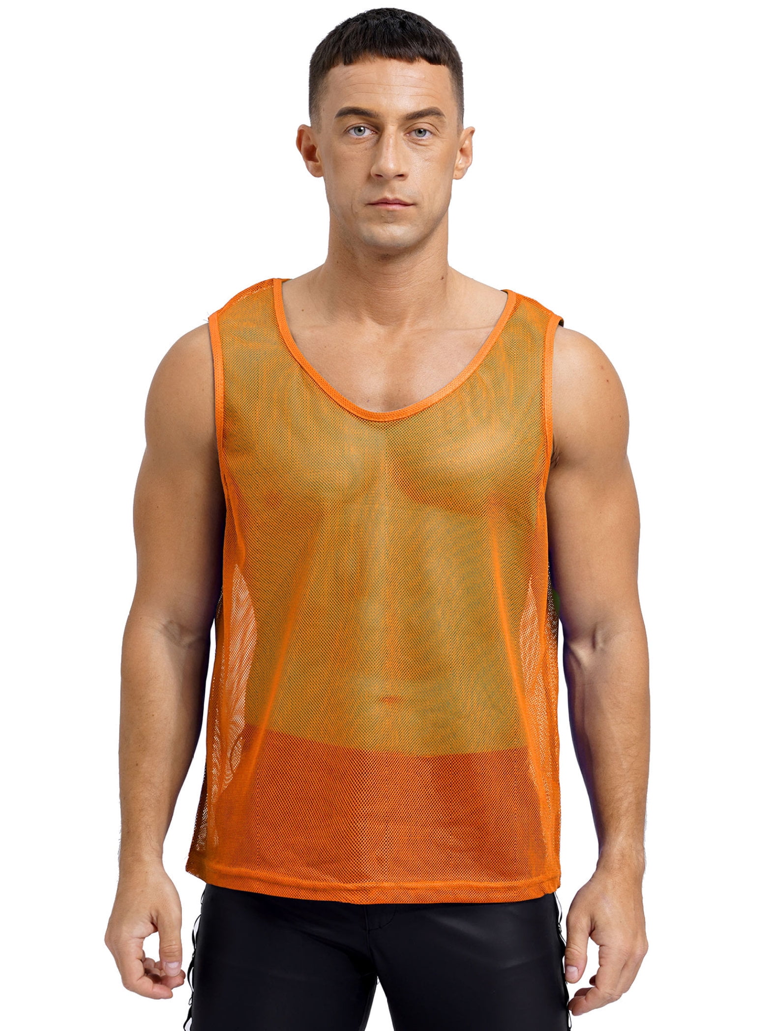 Sinleey Men's Hollow Out Fishnet Tank Top Sleeveless Athletic Muscle T ...