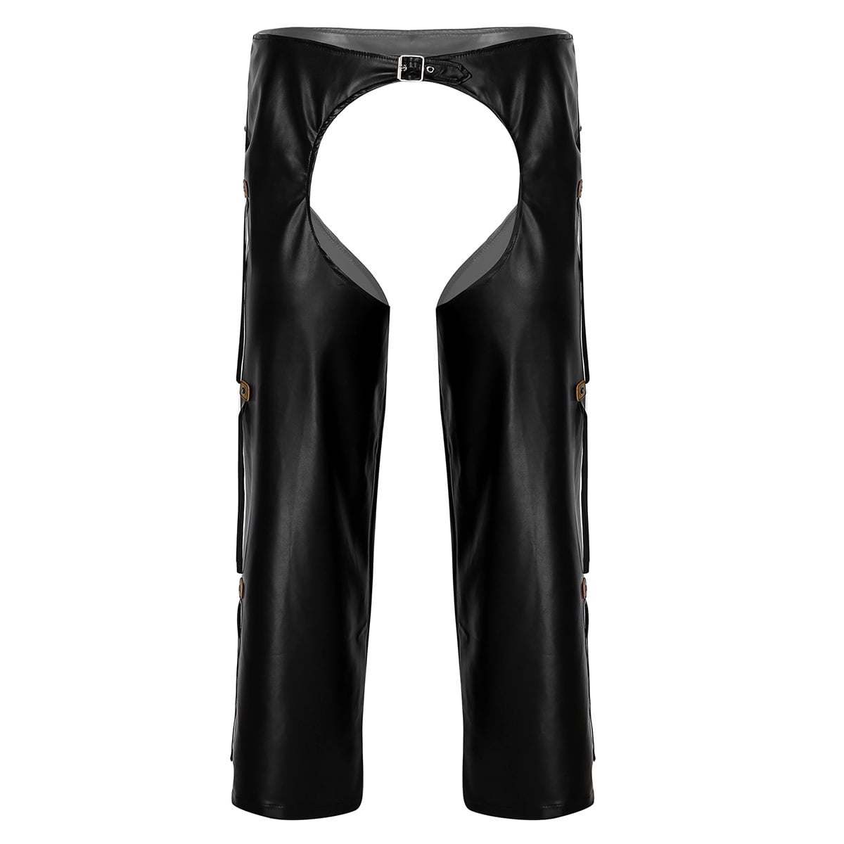 Sinleey Mens West Cowboy Costume Faux Leather Crotchless Chaps with Fringed Buckled Long Pants ...