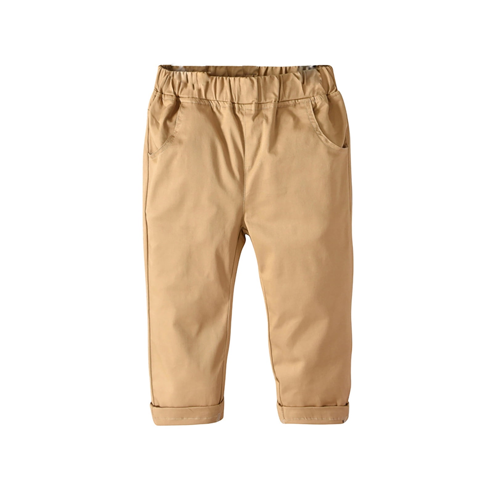 Sinleey Toddler Baby Boy Chino Cargo Pants Pull On Cotton Trousers with ...