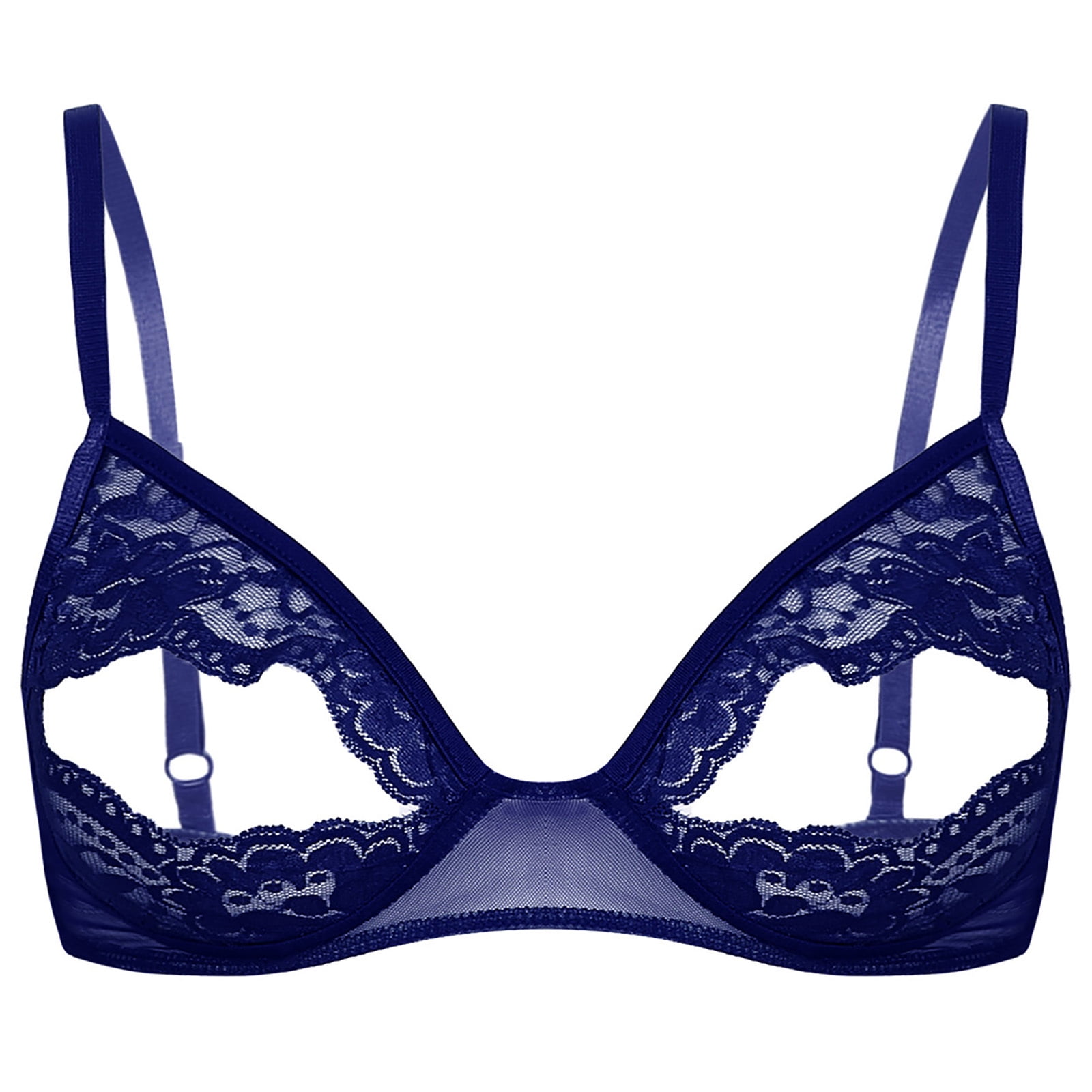 Sinleey Women Sheer Lace Floral Portrait Open Tip Bra Unlined Push-up ...