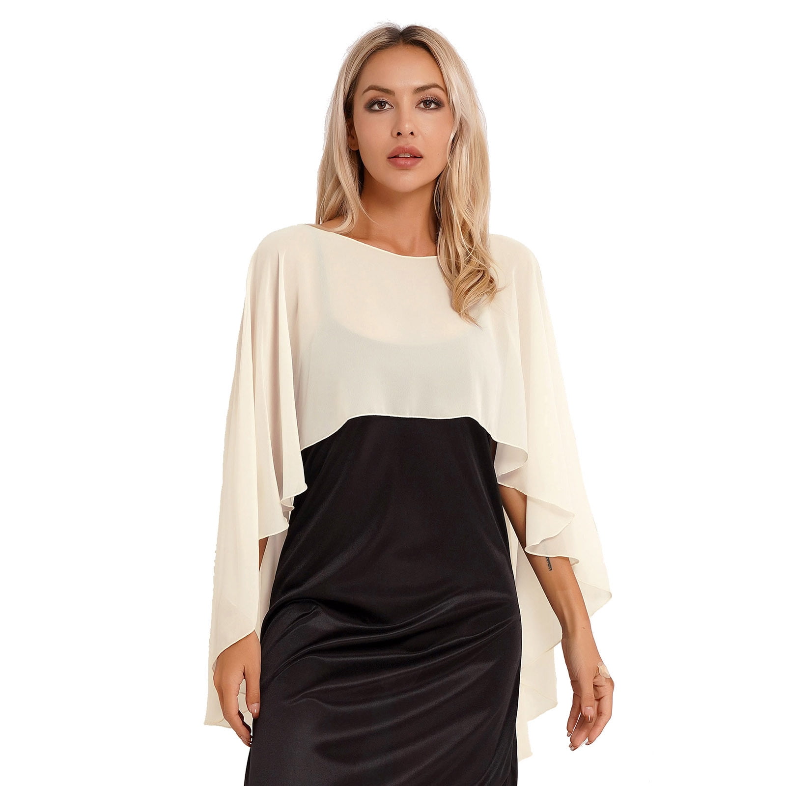 Sinleey Womens Sheer Chifffon Summer Beachwear High Low Shawl Wedding ...