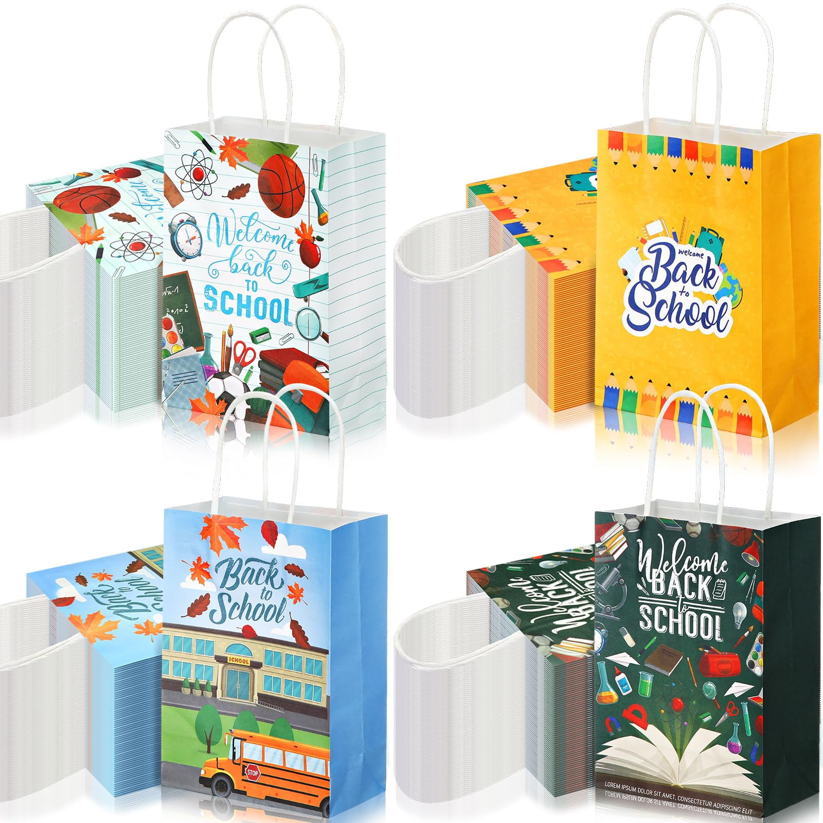 Sinload 100 Pieces Back to School Gift Bags Bulk Paper Welcome Back to ...