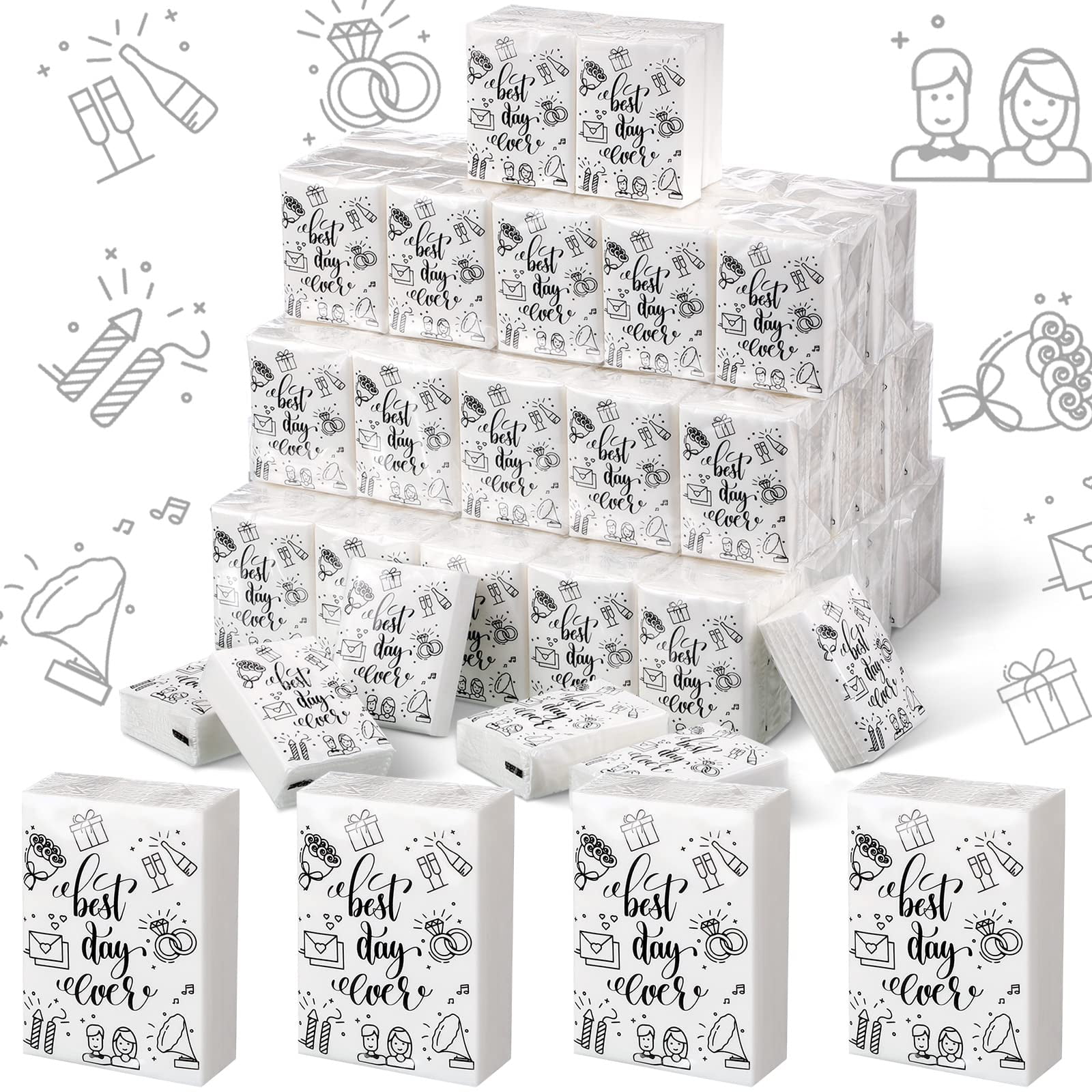 Sinmoe 100 Pack Wedding Tissues Items AIS1 3 Ply Wedding Welcome Bag ...